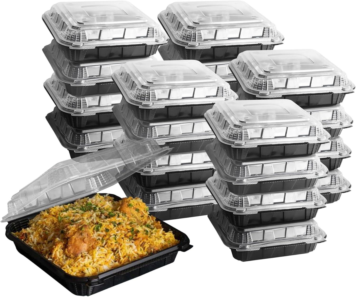 Klex 9"x9"x3" Clamshell Take Out Containers, Microwavable, BPA Free ...