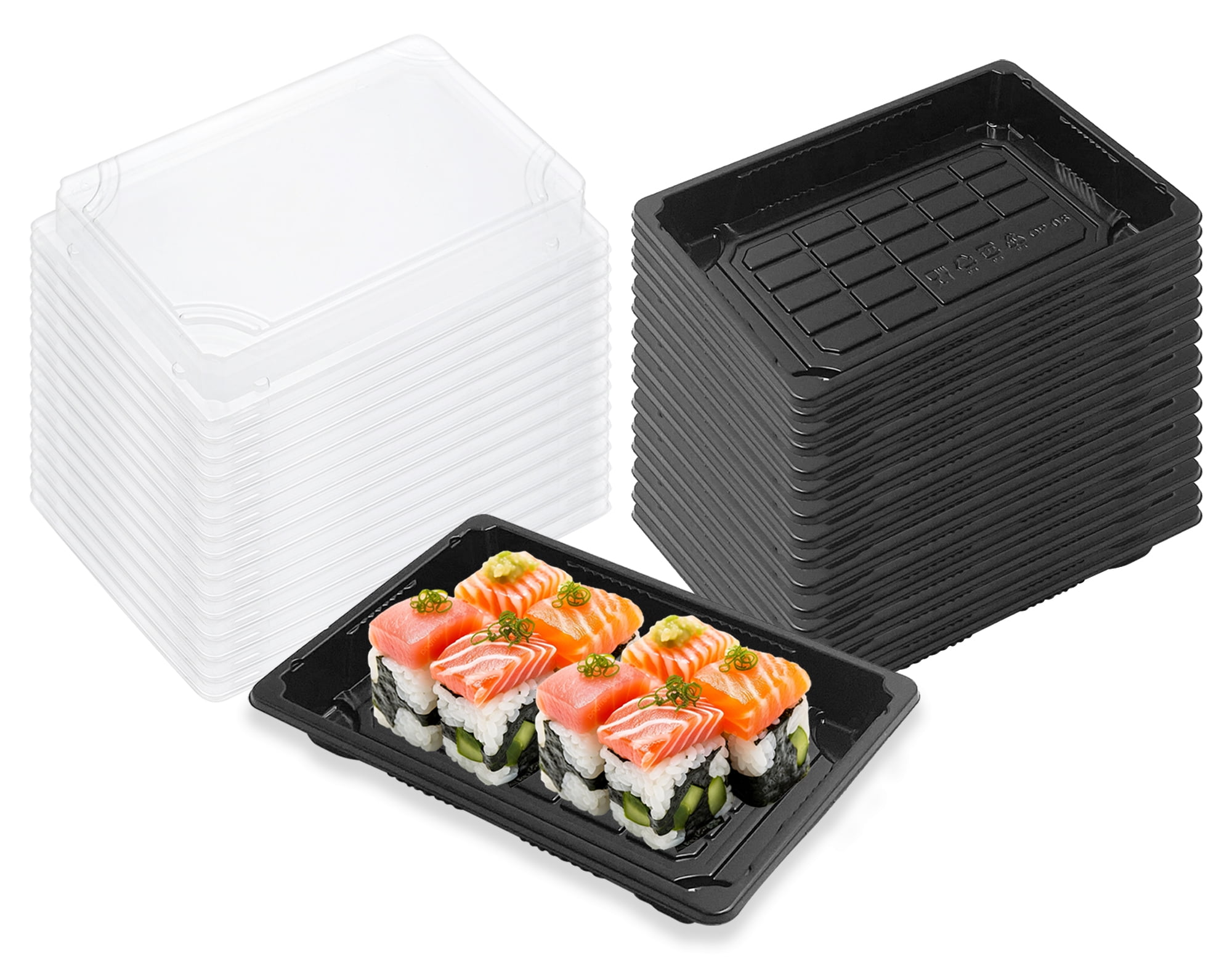 Klex Disposable 0.8 Sushi Trays with Lids for Take Out Cake Dessert ...