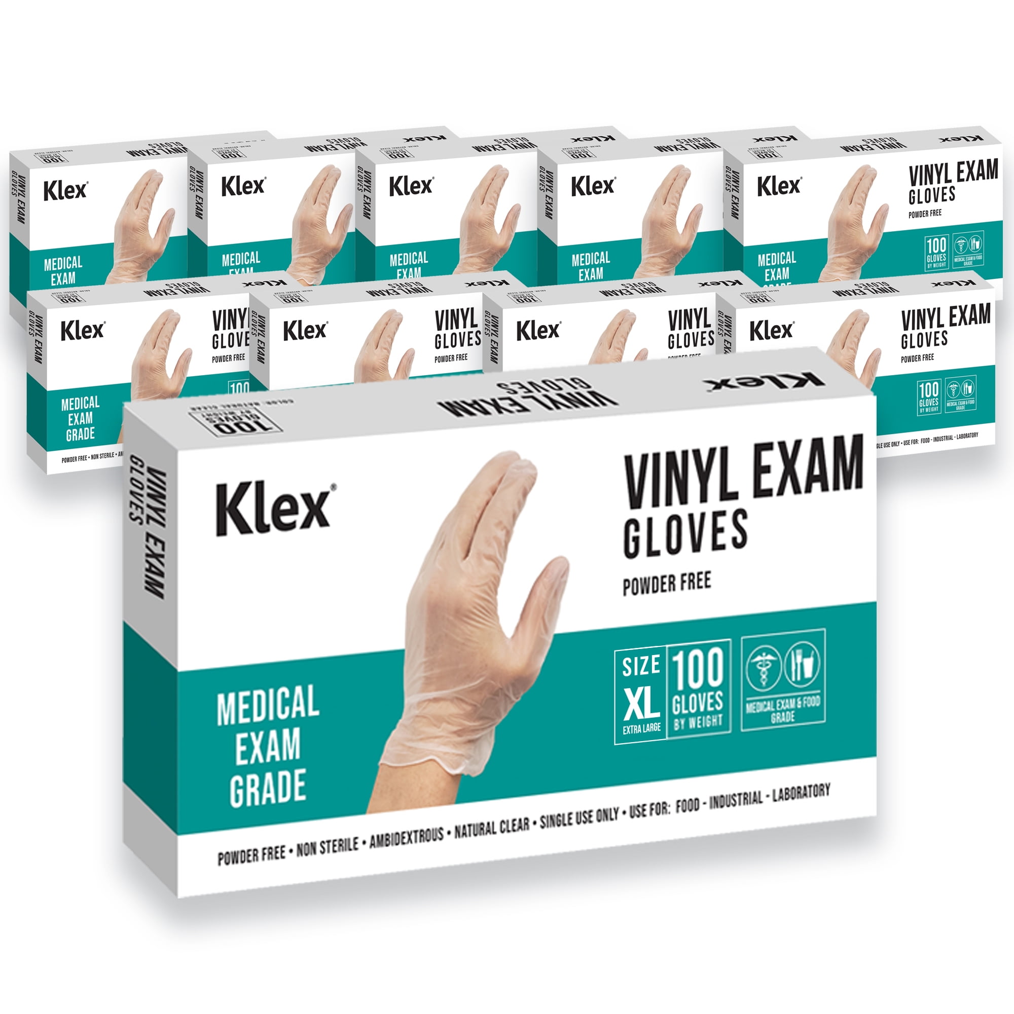 Klex XL Heavy Duty Vinyl Gloves, Latex & Powder Free, BPA Free, Medical ...
