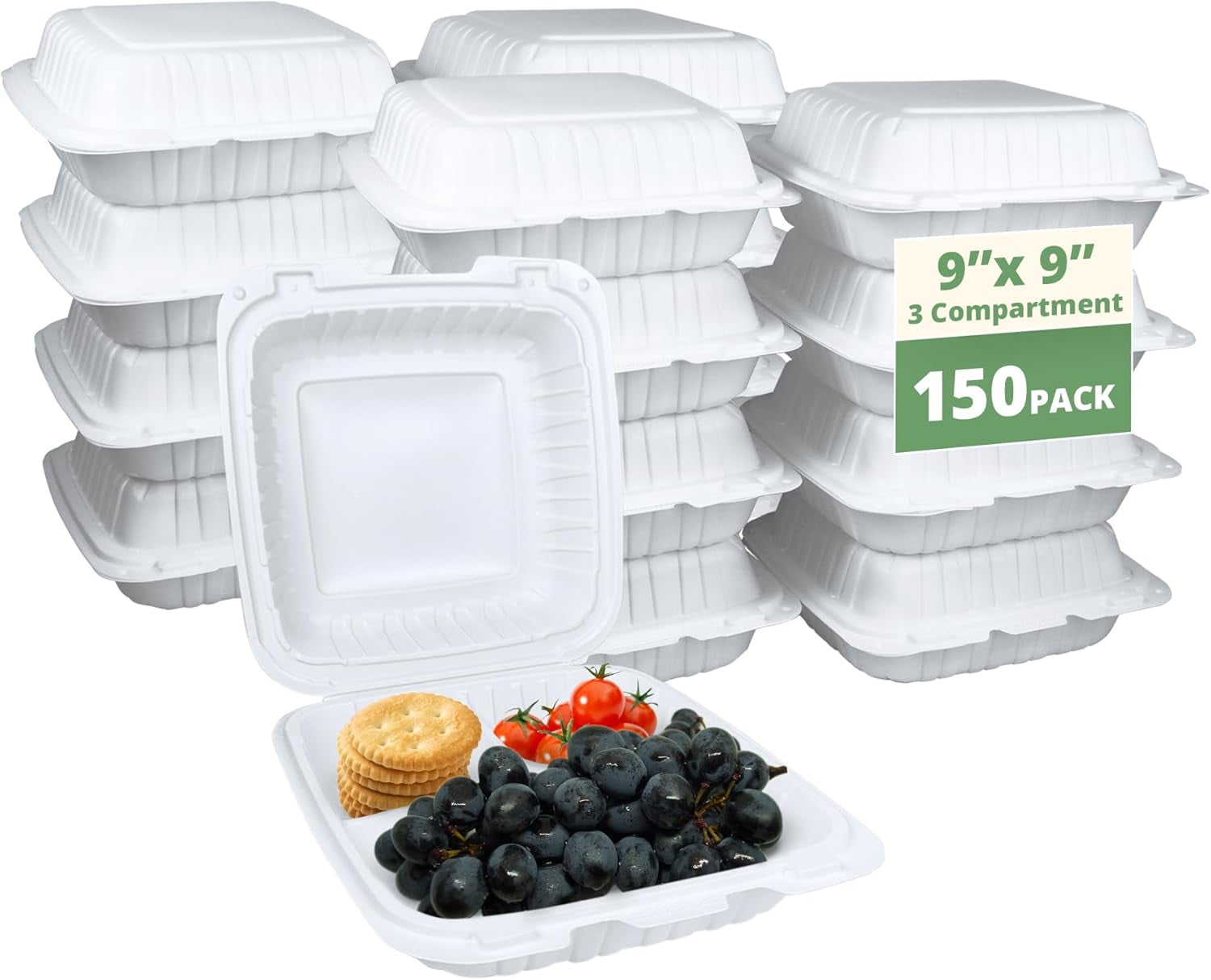 Klex Eco-Friendly Mineral-Filled PP Clamshell Takeout Food Containers 3 ...