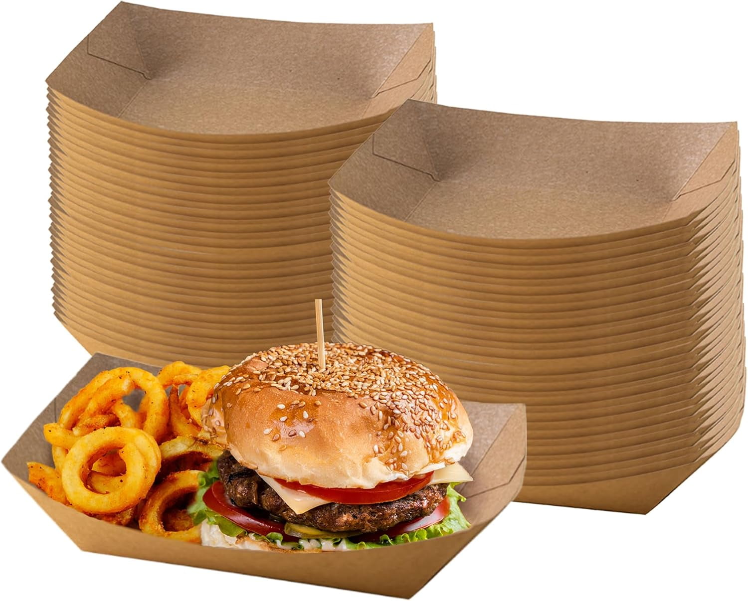 Klex Kraft Paper Food Trays, Disposable Serving Take Out Boats Basket ...