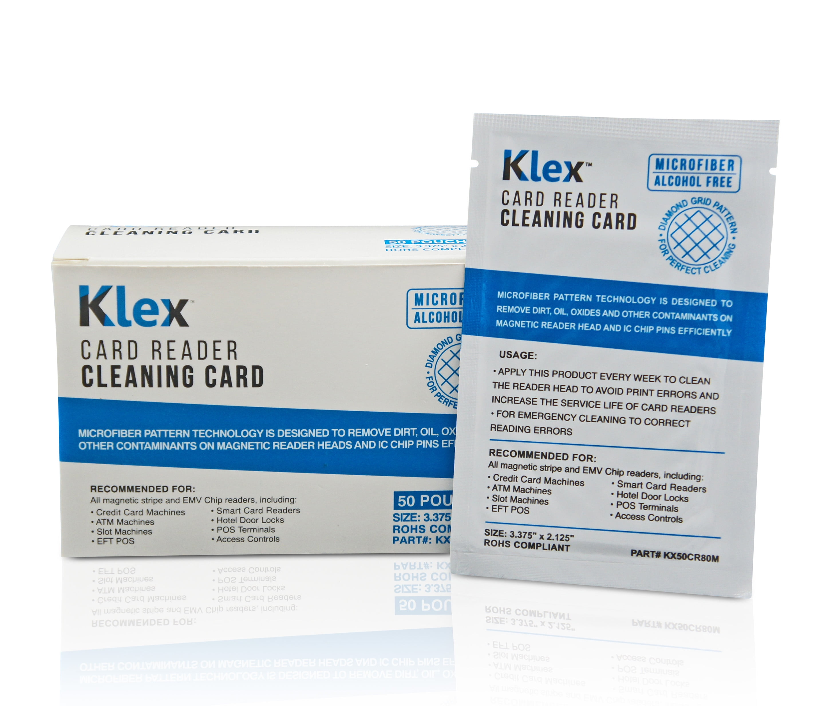 klex microfiber credit card magnetic reader cleaning card alcohol free ...