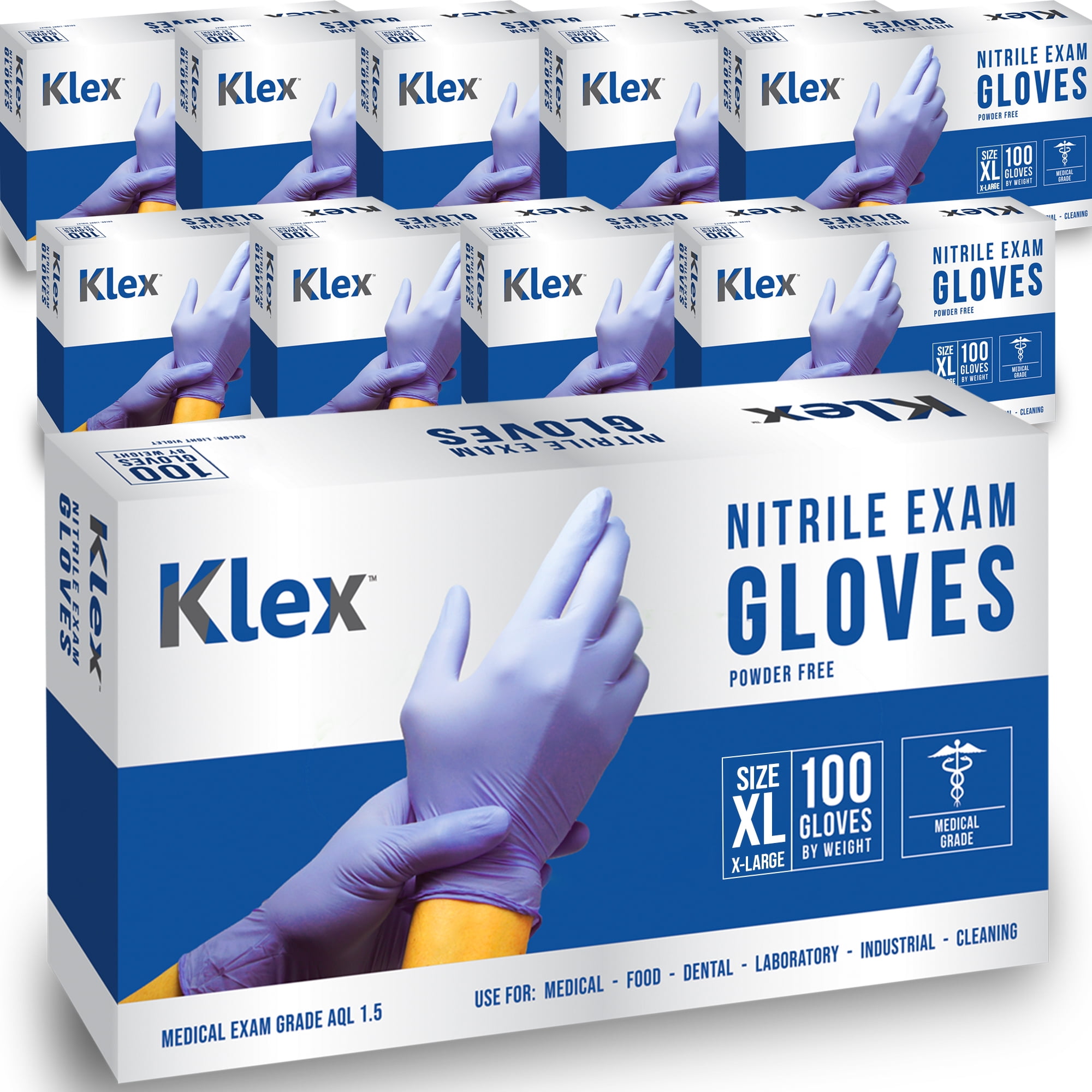 Klex Disposable Medical Nitrile Exam Gloves, Powder & Latex Free, Food ...