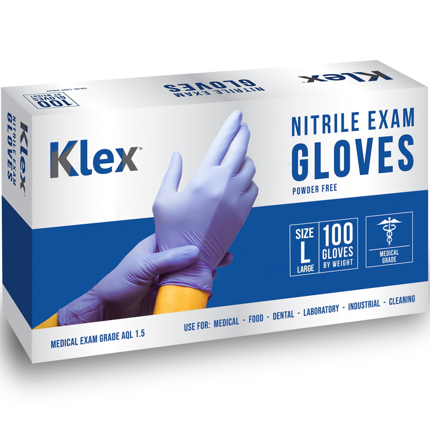 Klex Nitrile Medical Grade Disposable Exam Gloves, Powder & Latex Free ...