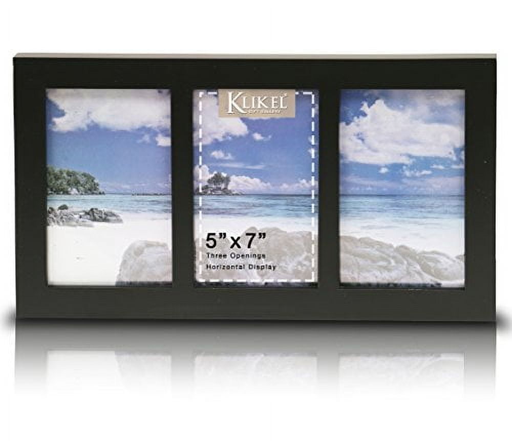 Klikel Triple Standing Multi Picture Frame - Solid Black Wood, 3 ...