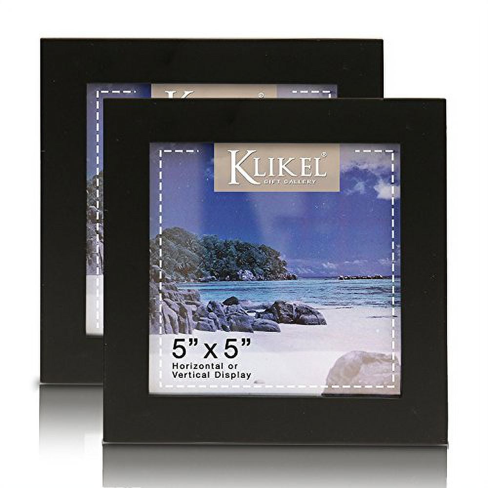 Klikel 5 x 5 Black Picture Frame - Set of 2 5x5 Black Wooden Photo ...