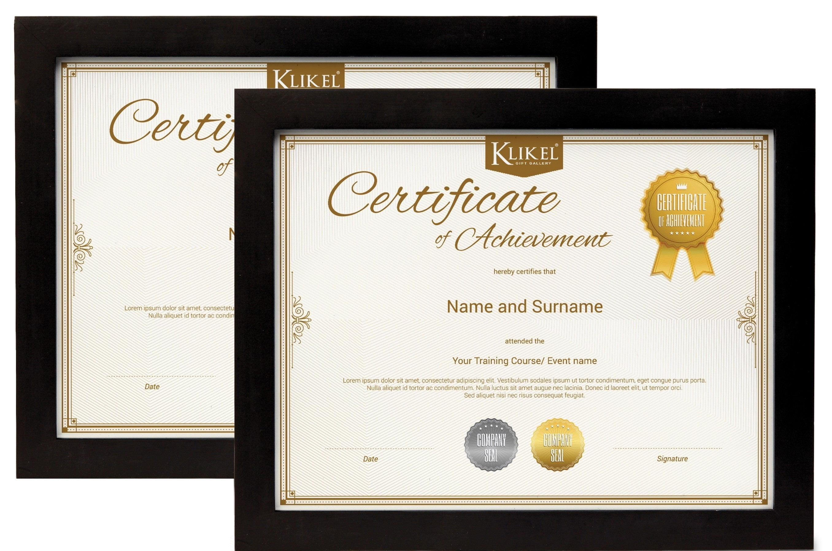 Klikel Certificate Frame Set of 2 - 8.5 x 11 Inch Solid Wood Black ...
