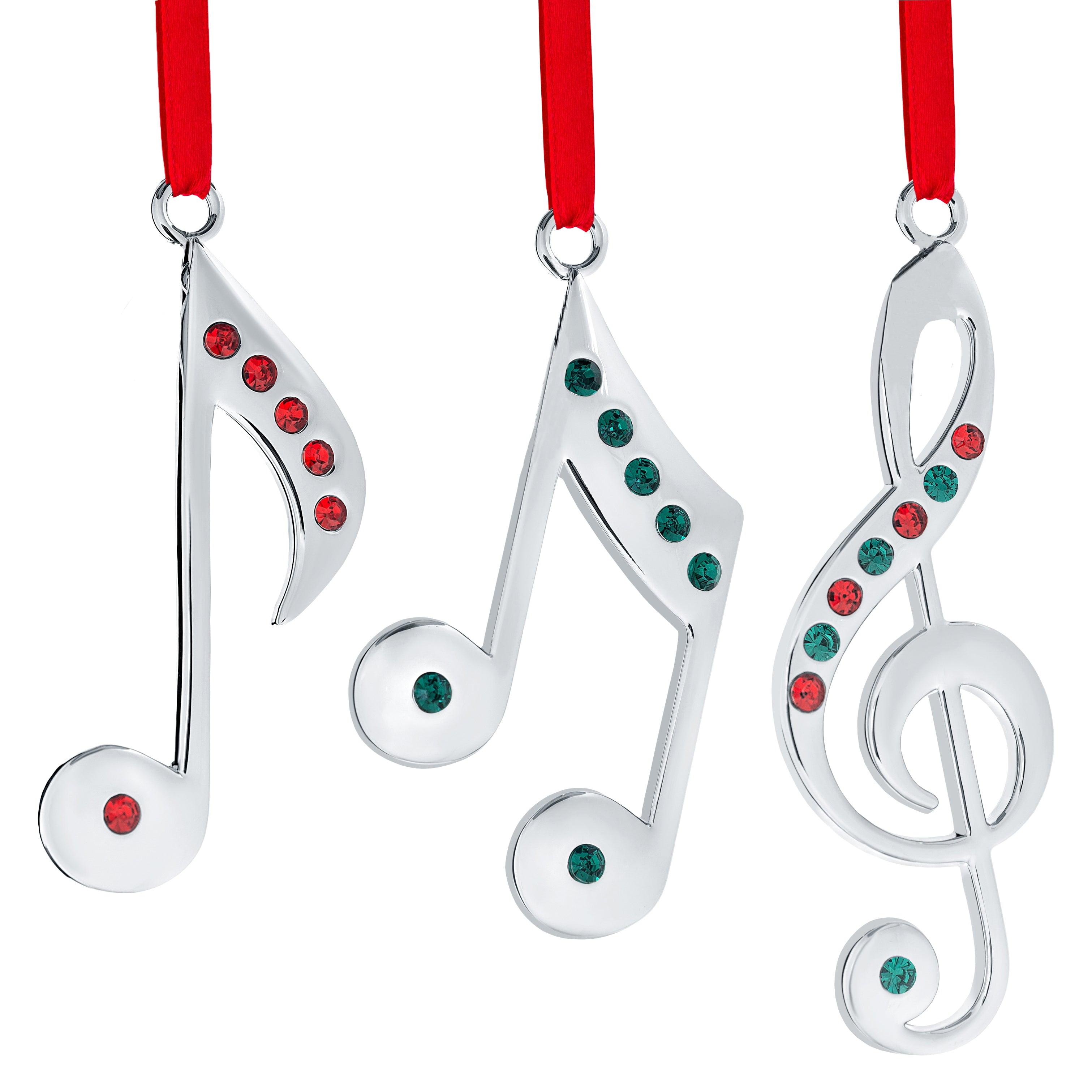 Klikel Christmas Ornament - Set of 3 Musical Notes Silver Christmas ...