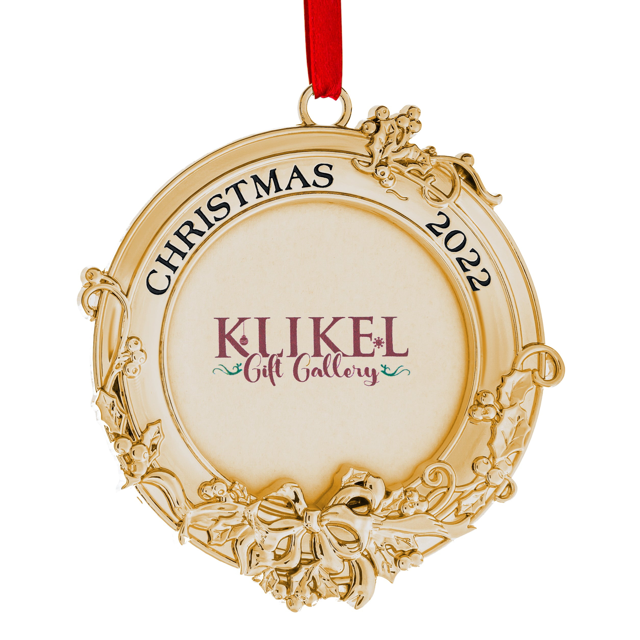 Klikel Christmas Photo Ornament 2022 - Photo Frame Gold Christmas ...
