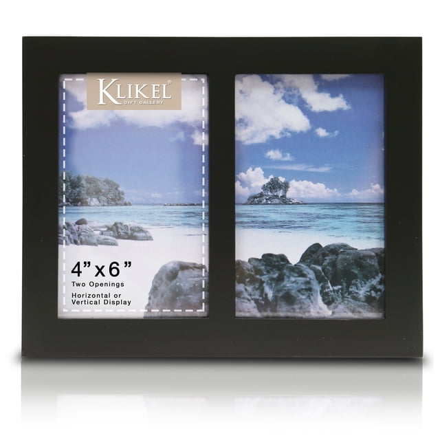 Klikel Photo Collage Frame - Black Wooden Wall Frame - 2 Openings – 4x6 ...