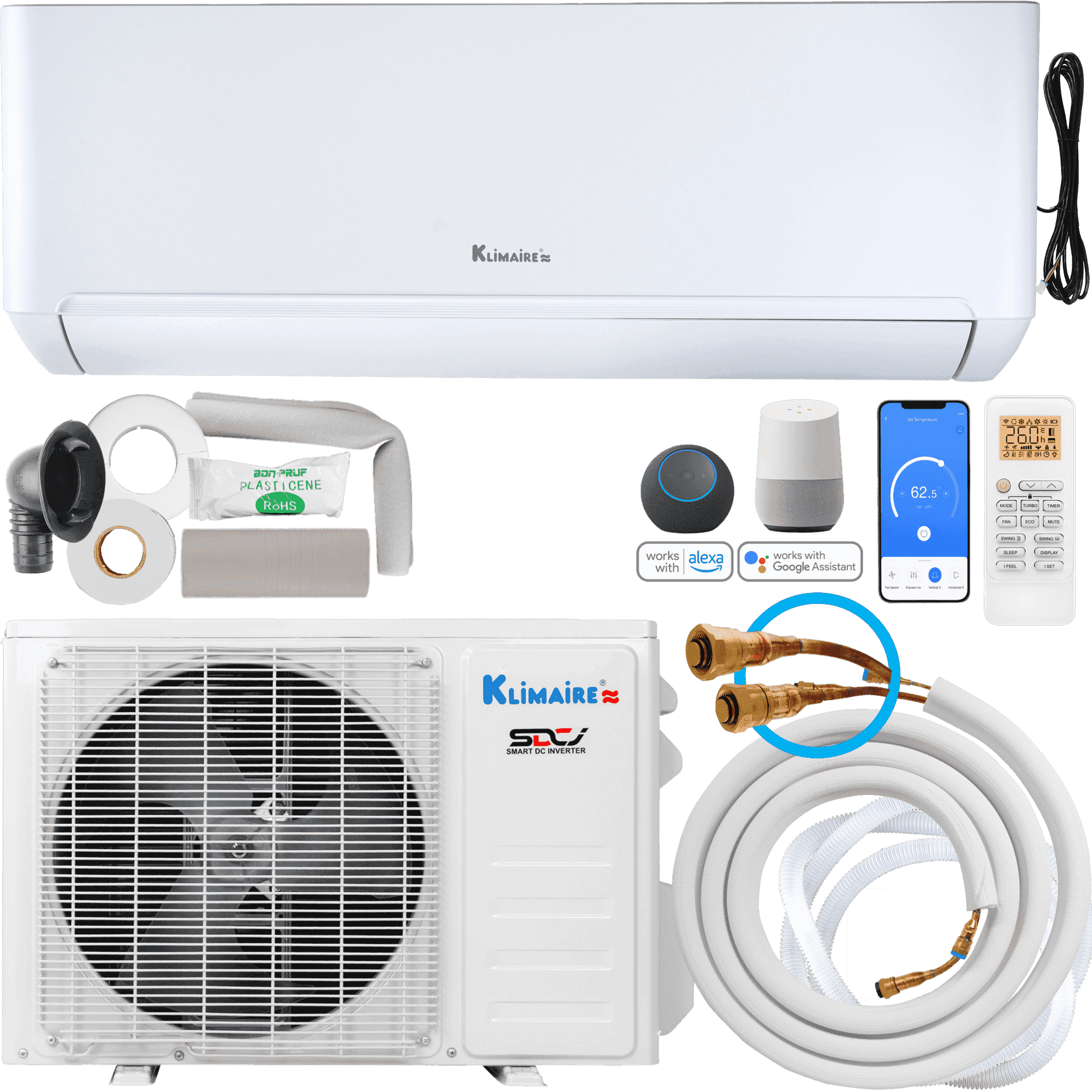 Klimaire DIY 12,000 BTU 23 SEER2 25' Quick Connect Wall Mount Mini ...