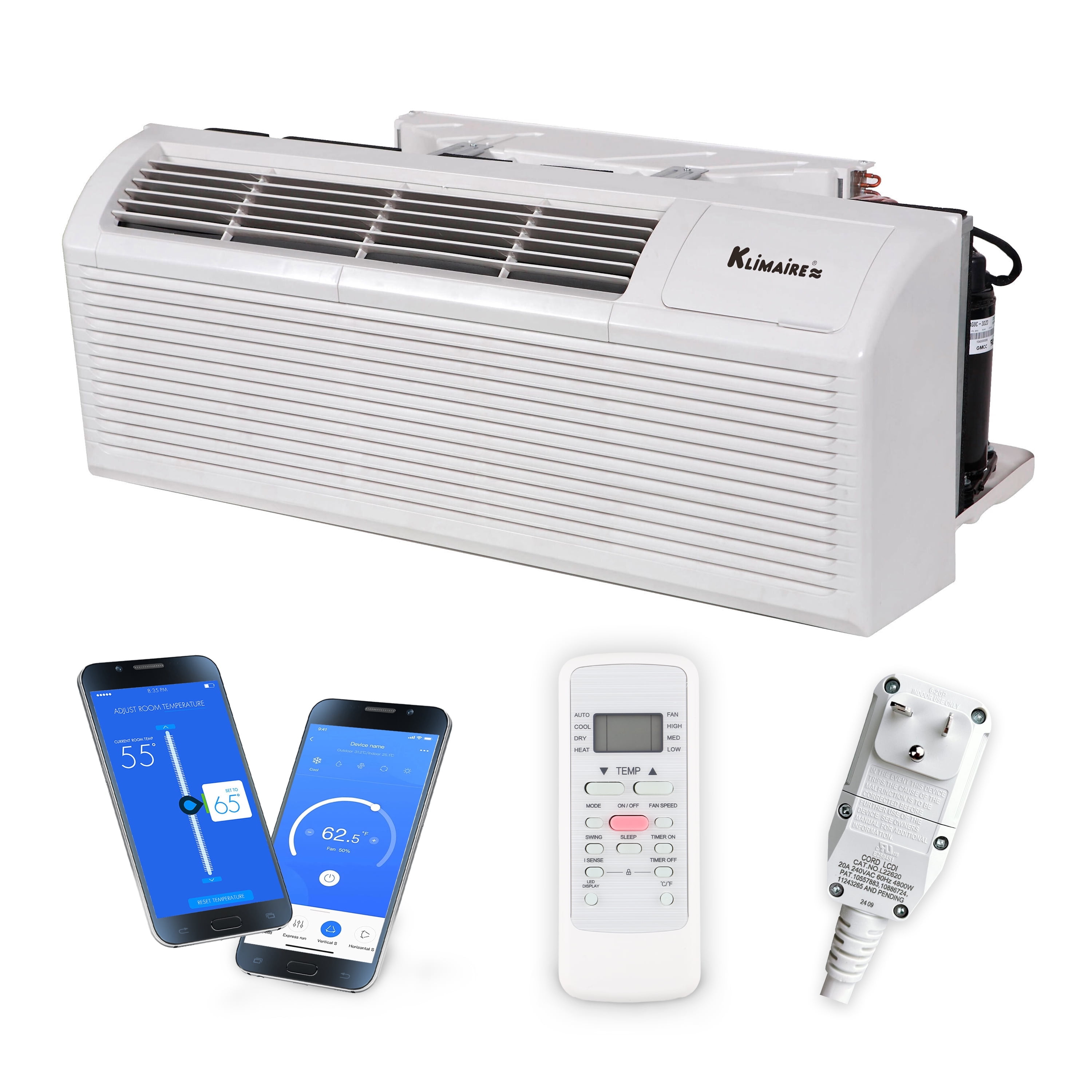 Klimaire 12,000 BTU PTAC Heat Pump A/C R-32 Wi-Fi Enabled with 3.5kW ...