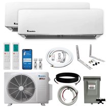 GREE Multi+ Ultra Series 24,000 BTU 2-Zone Ceiling Cassette 18K+12K Ductless Mini-Split System ...