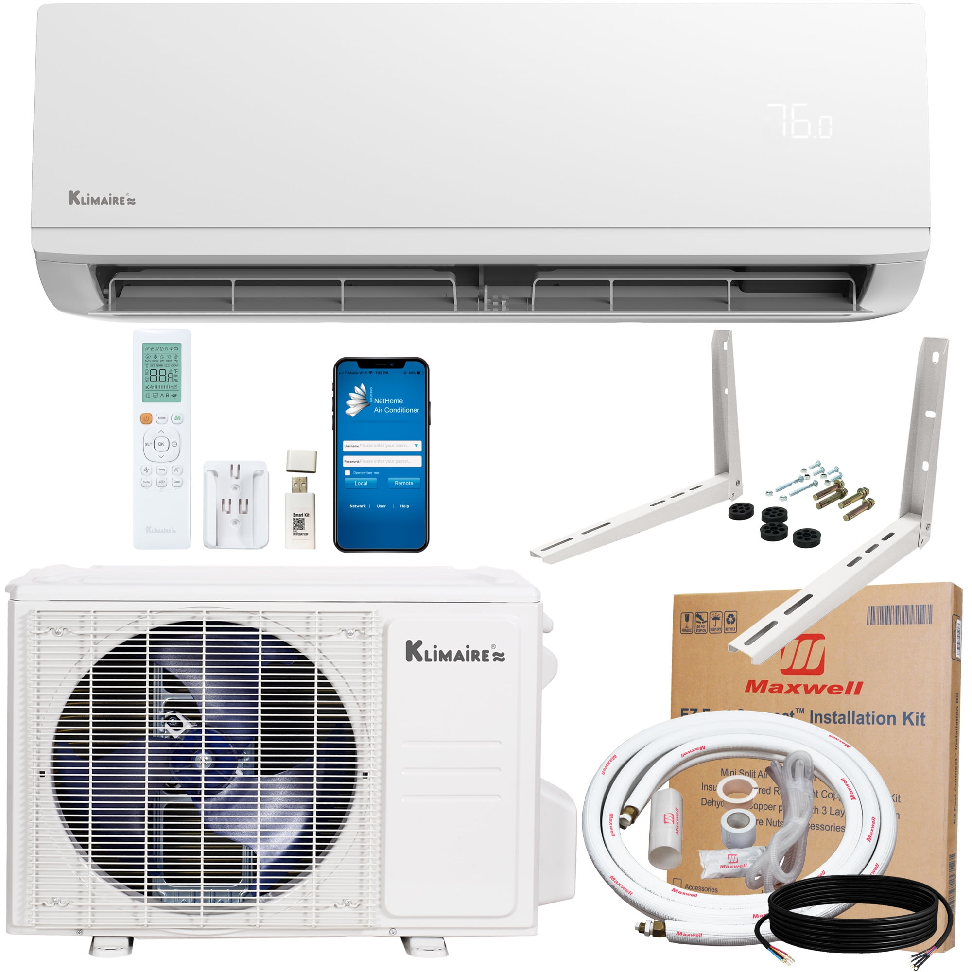 Klimaire Hyperheat 9000 Btu 26 4 Seer2 Ductless Mini Split Inverter