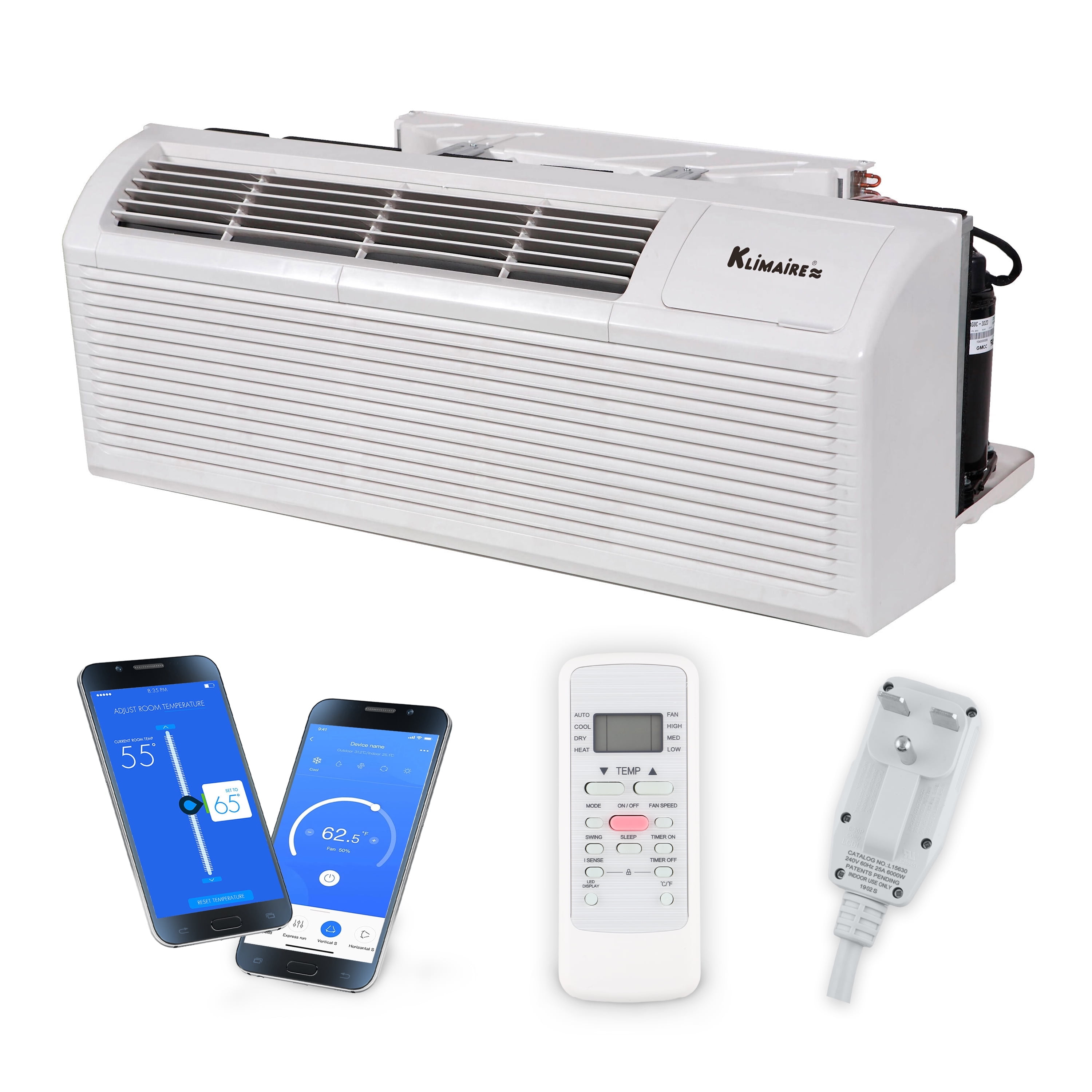 Klimaire 15,000 BTU PTAC Heat Pump A/C R-32 Wi-Fi Enabled with 5kW ...