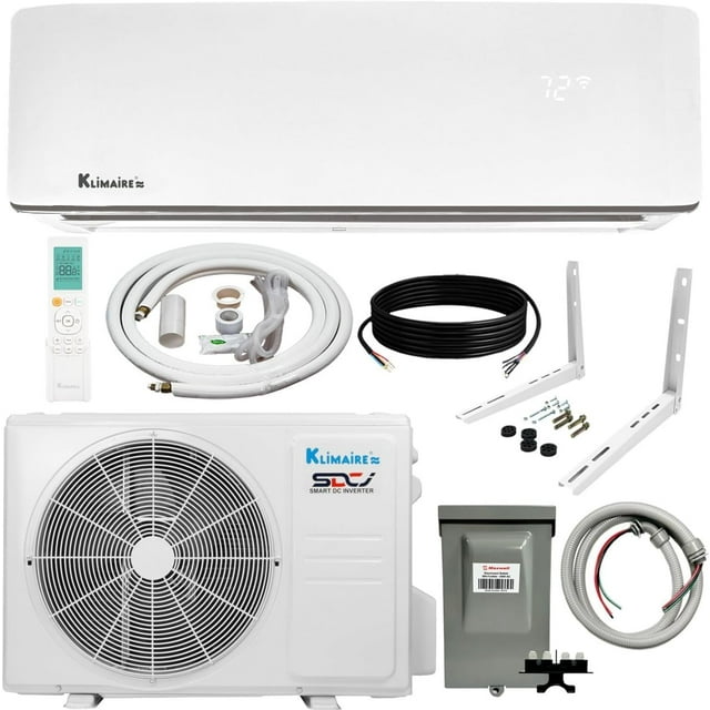 Klimare 12,000 BTU 23.1 SEER2 Ductless Mini Split Inverter A/C with All ...