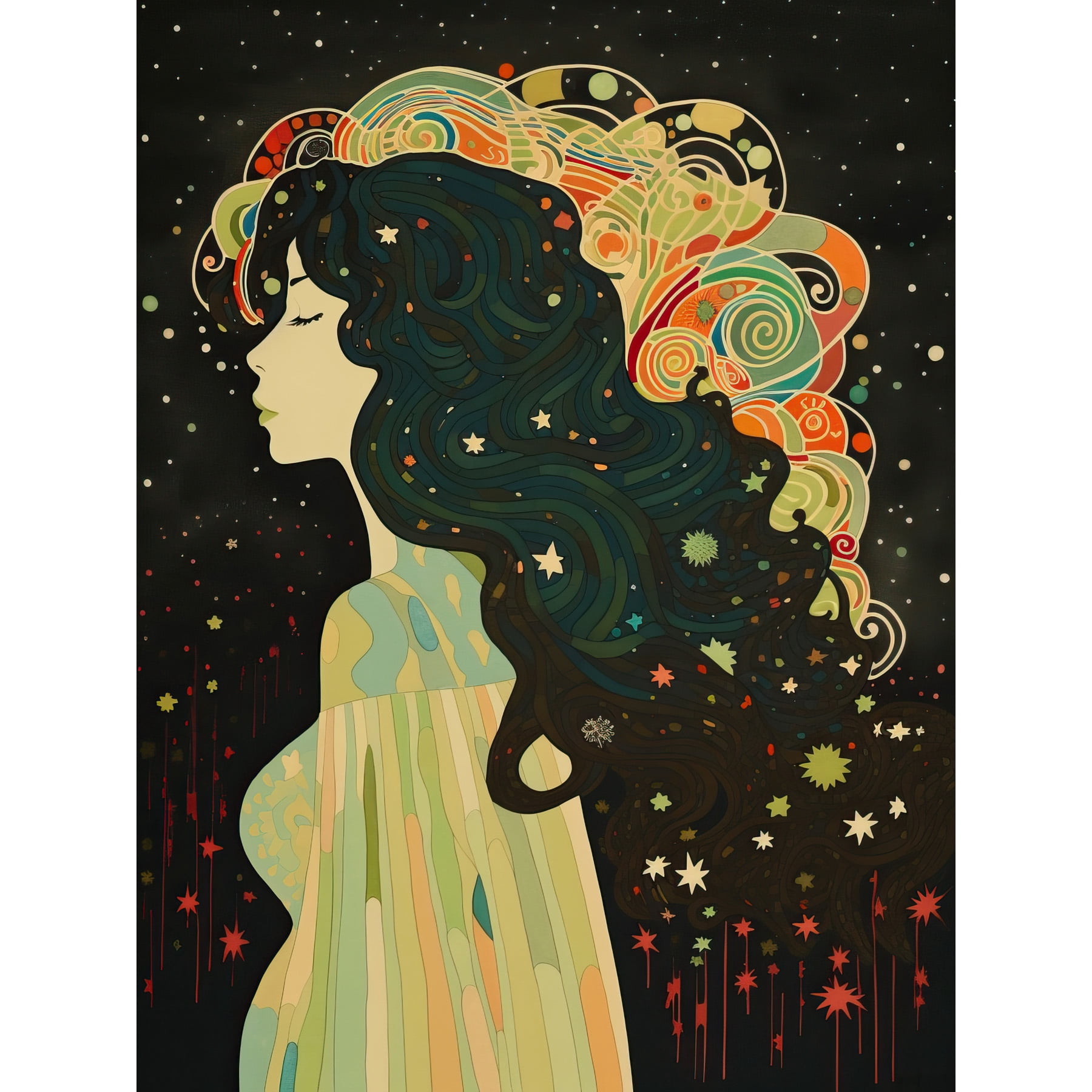 Klimt Inspired Aurora Borealis Modern Illustration Extra Large XL Wall ...