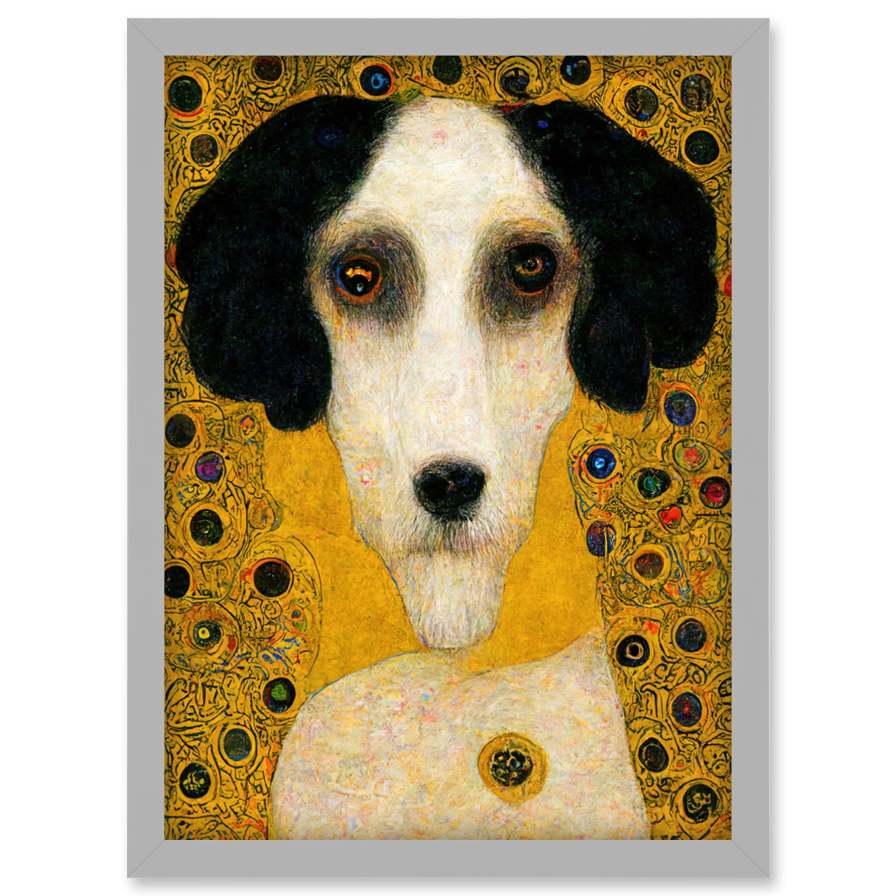 Klimt Style Adele Bloch's Poodle Dog Artwork Framed Wall Art Print A4 ...