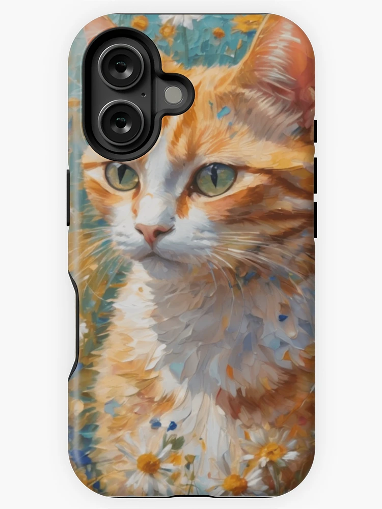 Klimt Style Ginger Tuxedo Orange Tabby Cat in Colorful Garden Flowers ...