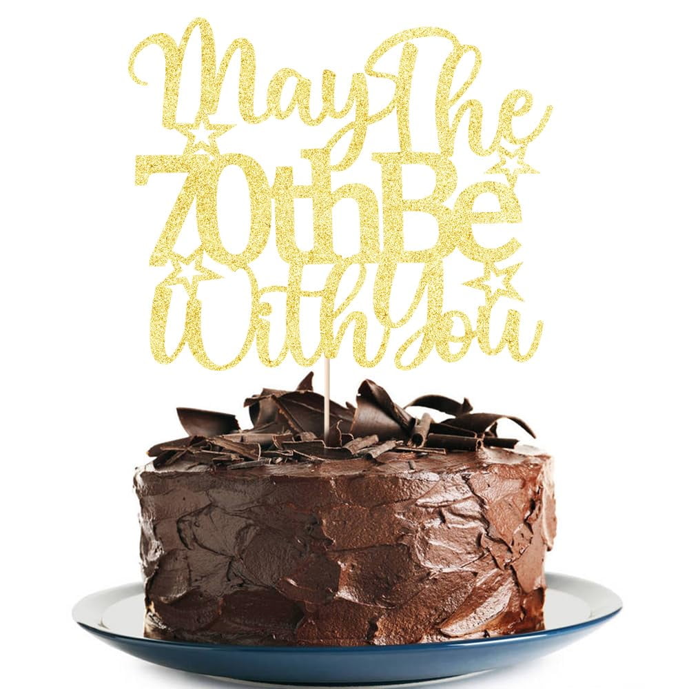Klionjor Black Gold Glitter May the 70 H2FSDBe With You Cake Topper ...