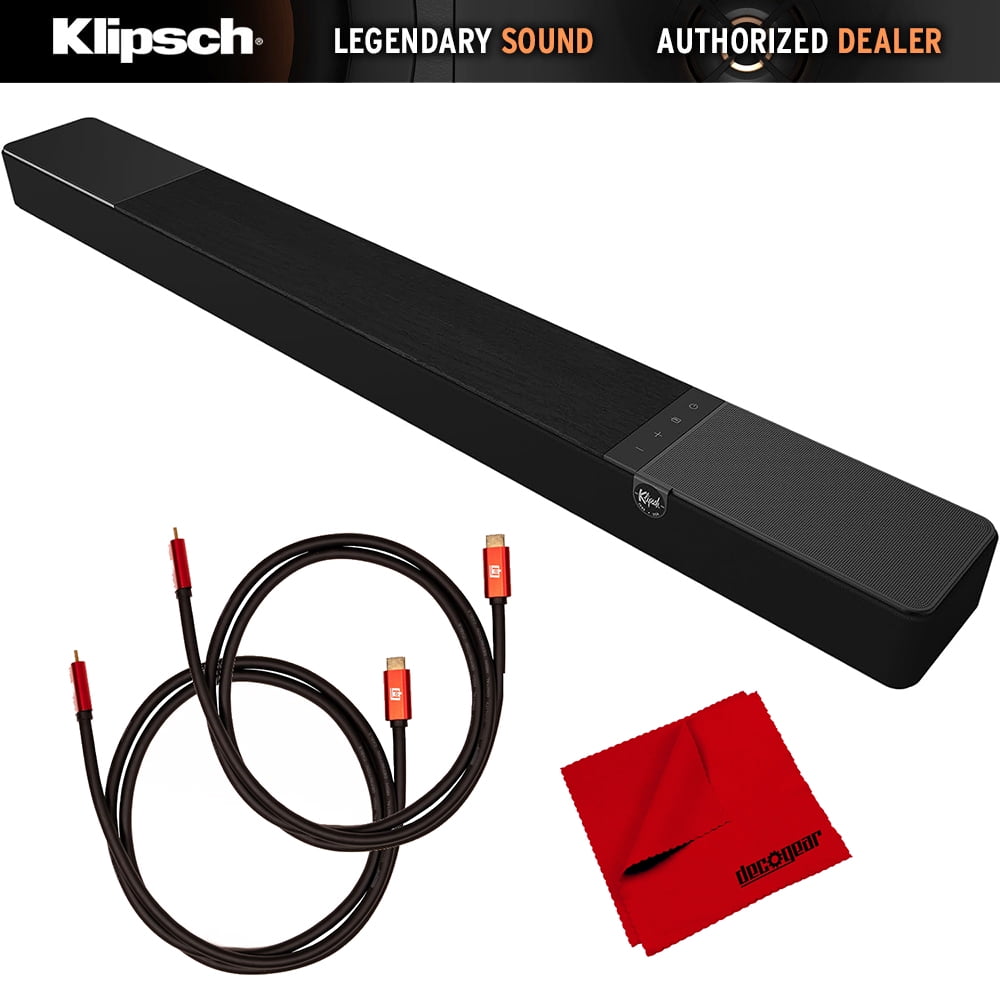 Klipsch 1071983 Flexus CORE 200 3.1.2 Channel Dolby Atmos Sound Bar Bundle with 2x Deco Gear 6FT ...