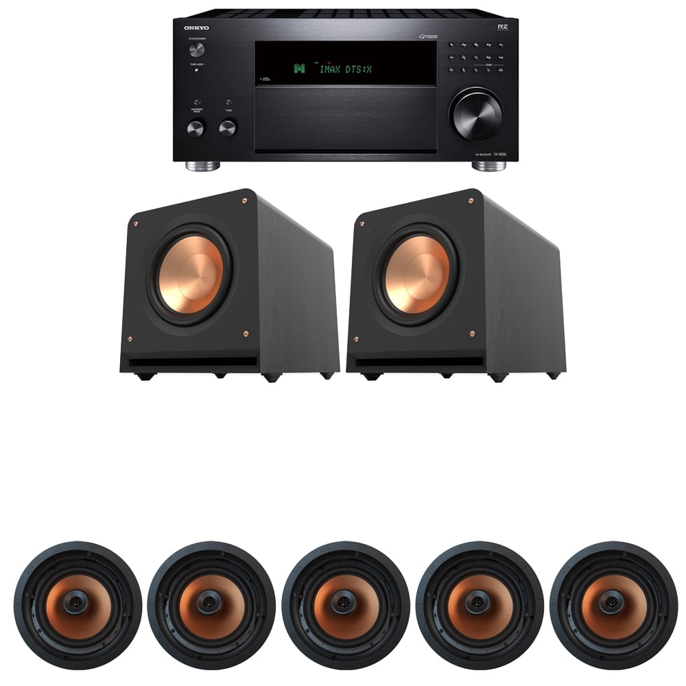 Klipsch 5.2 In-Wall System with 5 CDT-5800C II, 2 RP-1200SW, 1 ONKYO-TX ...