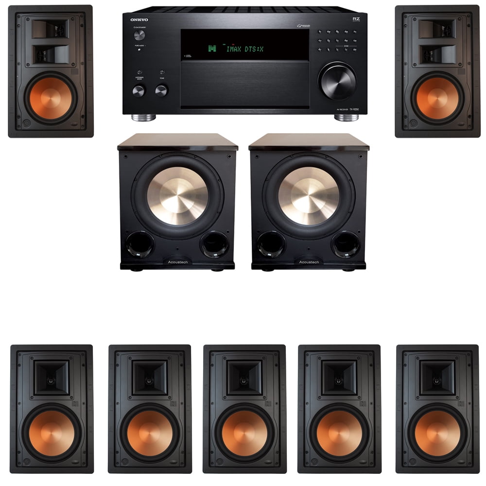 Klipsch 7.2 In-Wall System with 5 R-5800W II, 2 R-5650S II, 2 PL-200II ...
