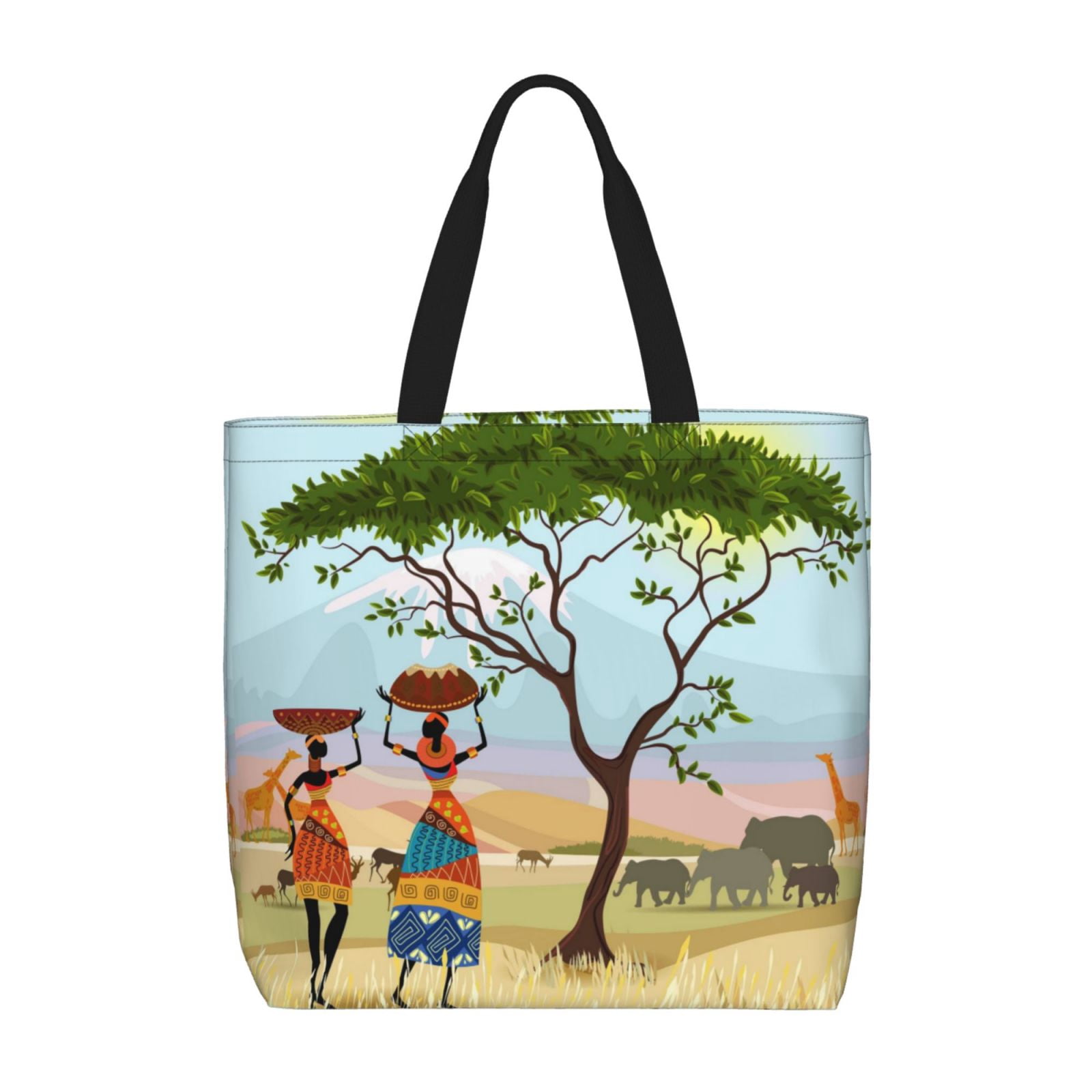 Kll African Women In Mountain Landscape Pattern Aesthetic Tote Bag For ...