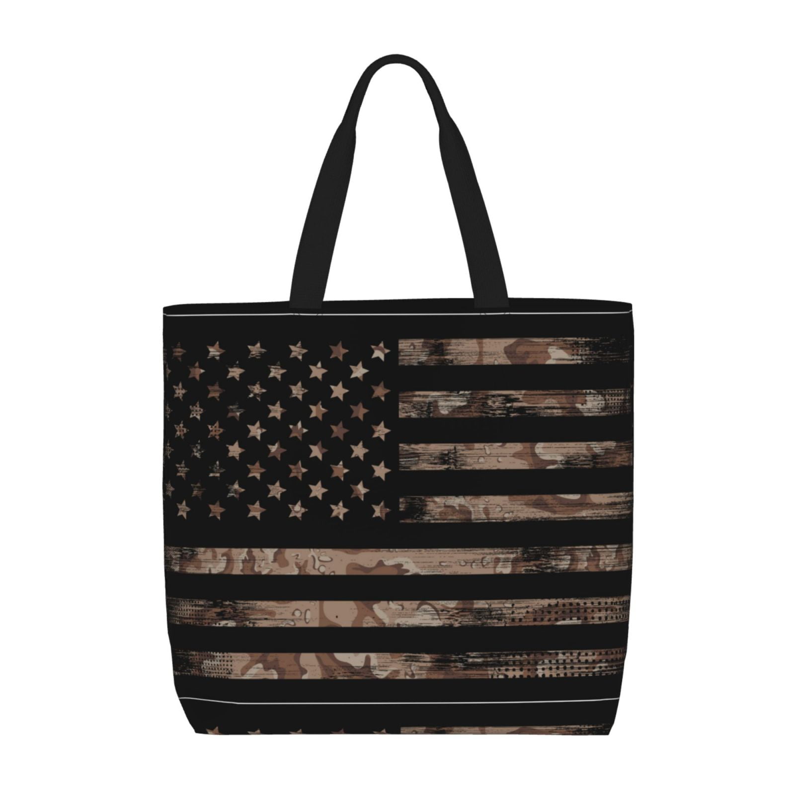 Kll American Flag With Desert Camouflage Pattern Aesthetic Tote Bag For ...