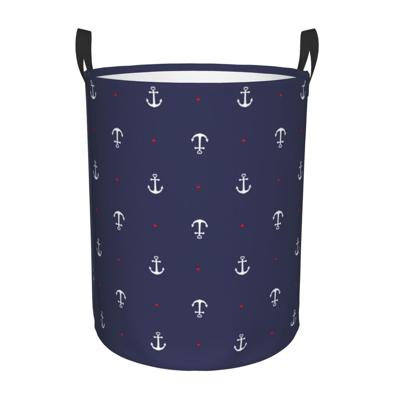 Kll Anchor Heart Blue Waterproof Foldable Laundry Hamper Bucket With ...