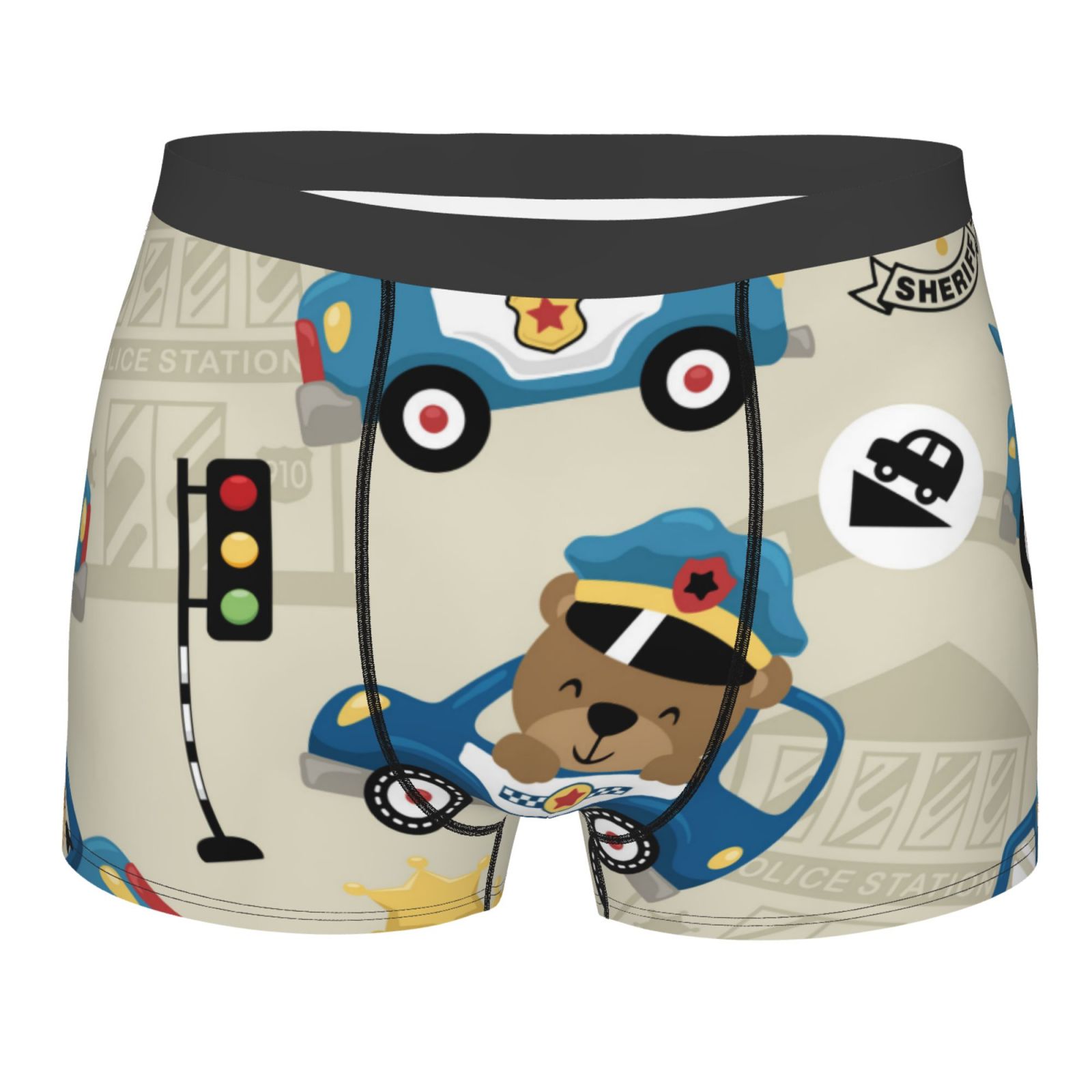 Kll Animals Driving Police Car Men'S Cotton Boxer Briefs Underwear ...