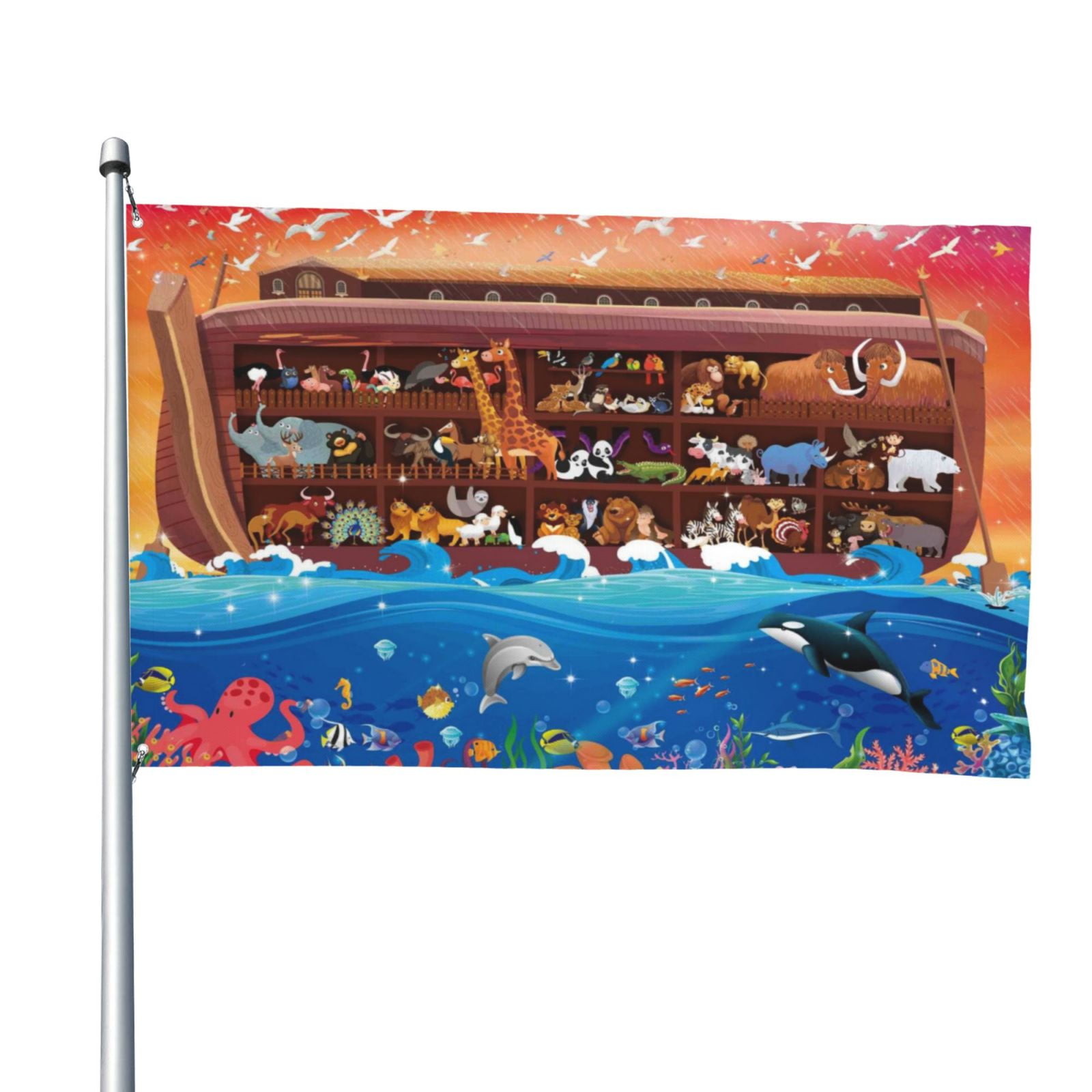 Kll Animals On Noah'S Ark Flag 4x6 Ft Parade Party Flag Outdoor Flag ...