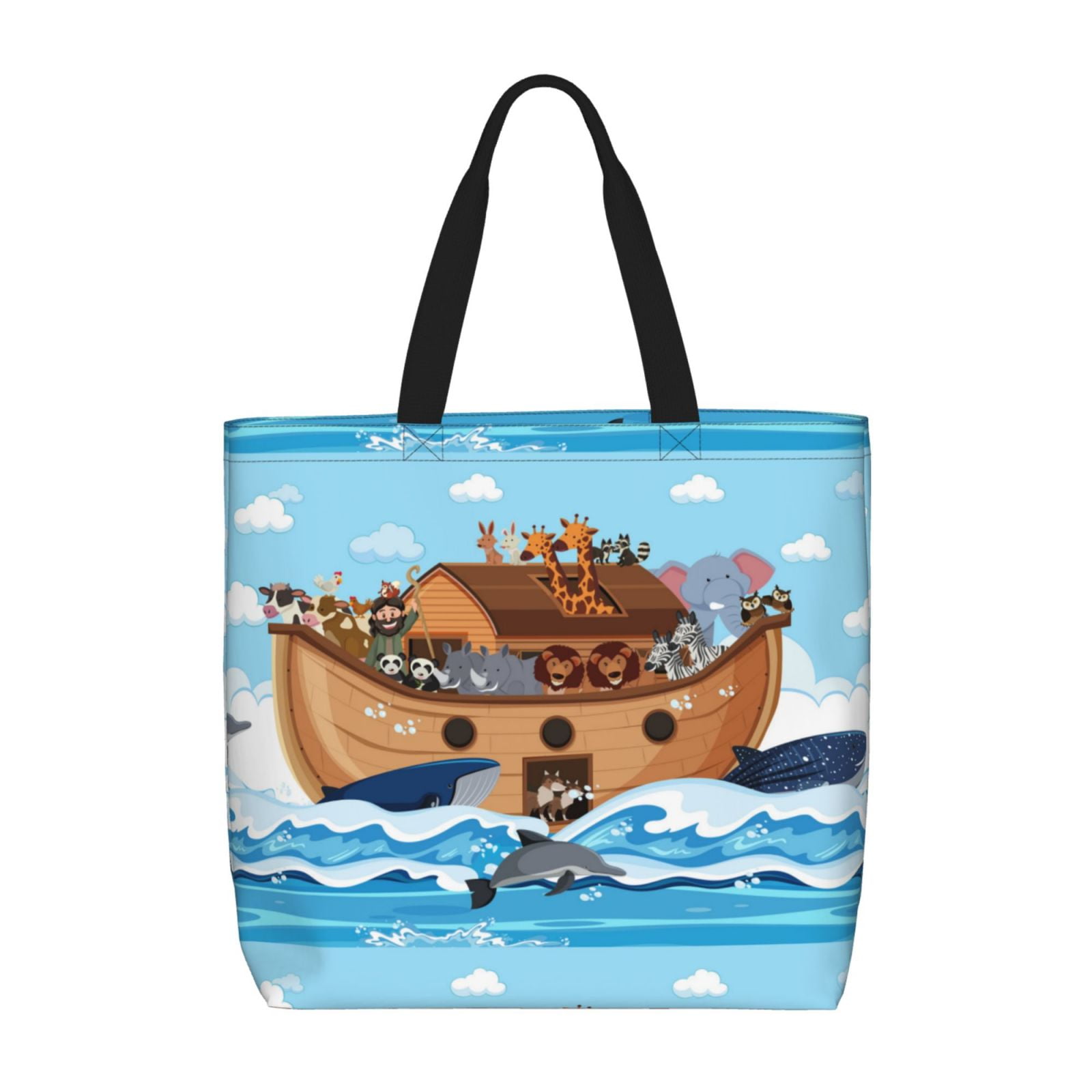 Kll Animals On Noah'S Ark Pattern Aesthetic Tote Bag For Women Beach ...