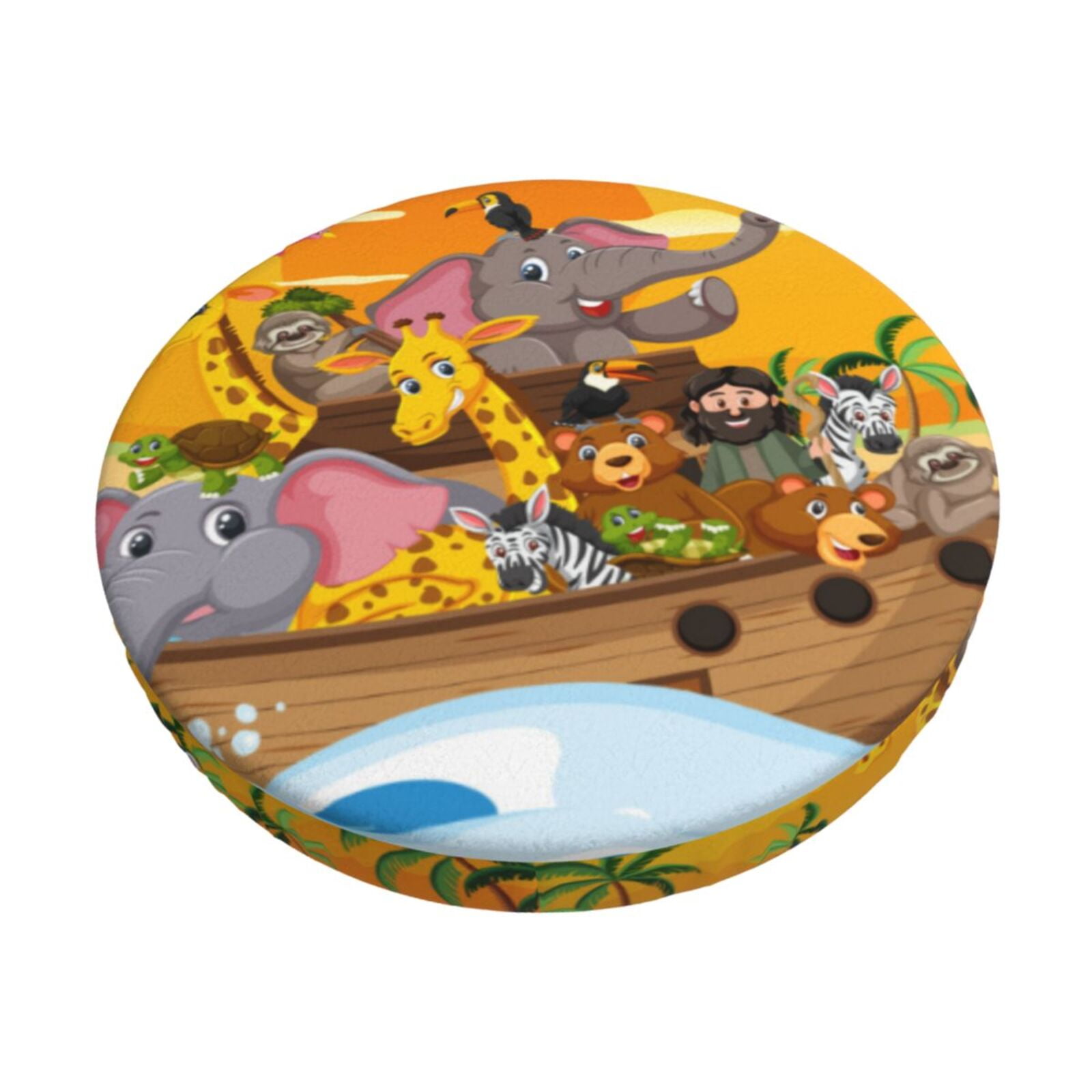 Kll Animals On Noah'S Ark1 Round Bar Chair Cushion Cover 13 Inch,Bar ...