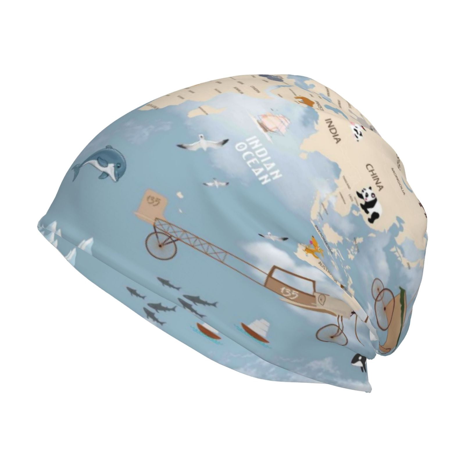 Kll Animals Travel World Map Winter Fall Beanie Knit Hats For Men ...