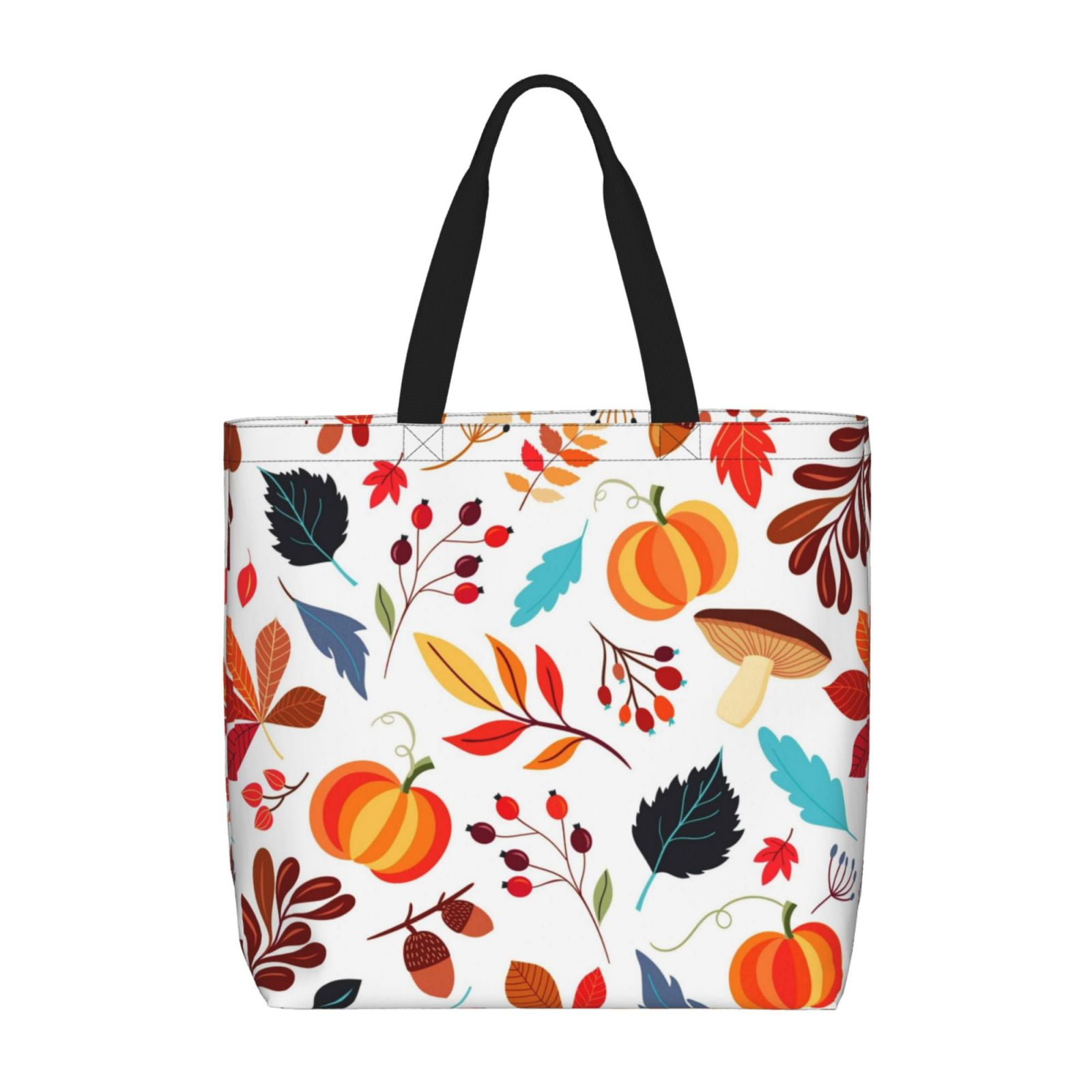 Kll Autumn Pumpkins Fall Leaves Pattern Aesthetic Tote Bag For Women ...