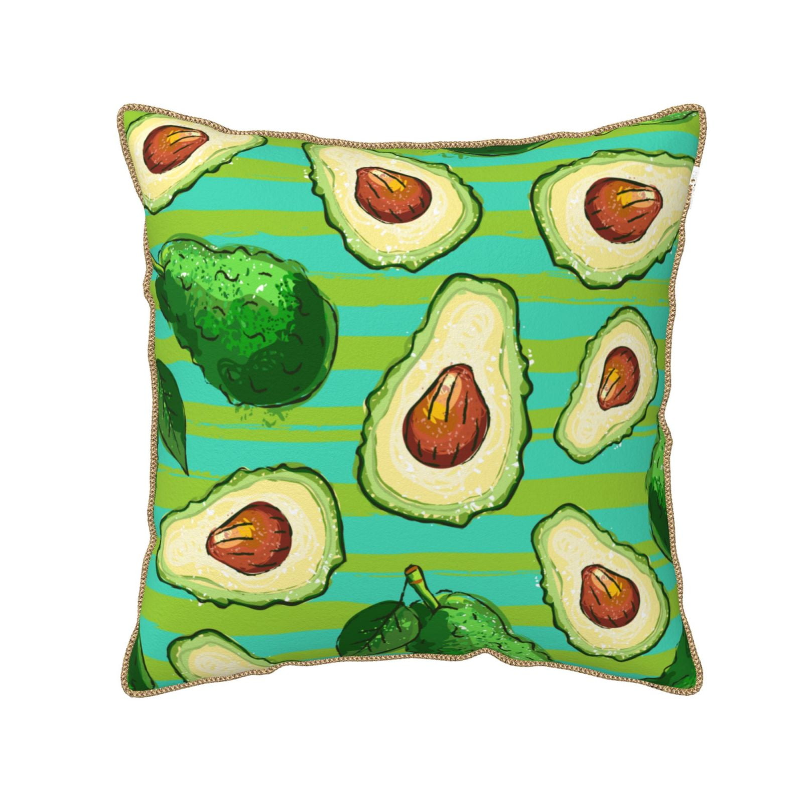 Kll Avocado Green Striped Decorative Throw Pillow Covers Velvet Soft ...