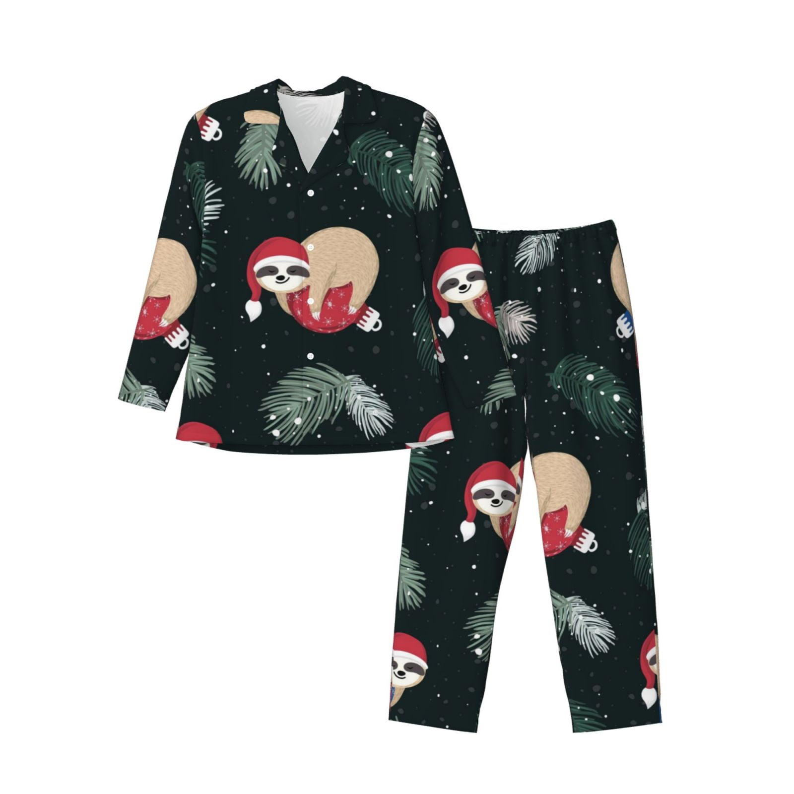 Kll Baby Sloths Sleepwear Mens Flannel Pajamas,Long Cotton Pj Set ...