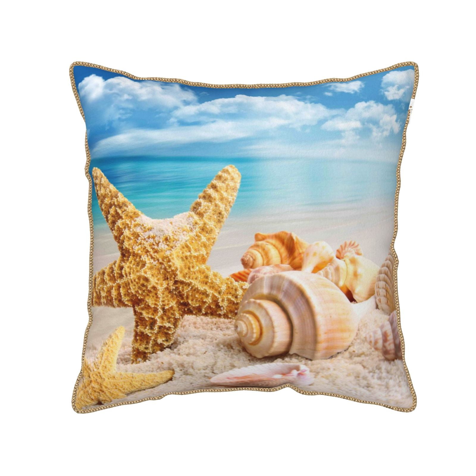 Kll Beach Starfish Shell Decorative Throw Pillow Covers Velvet Soft For ...