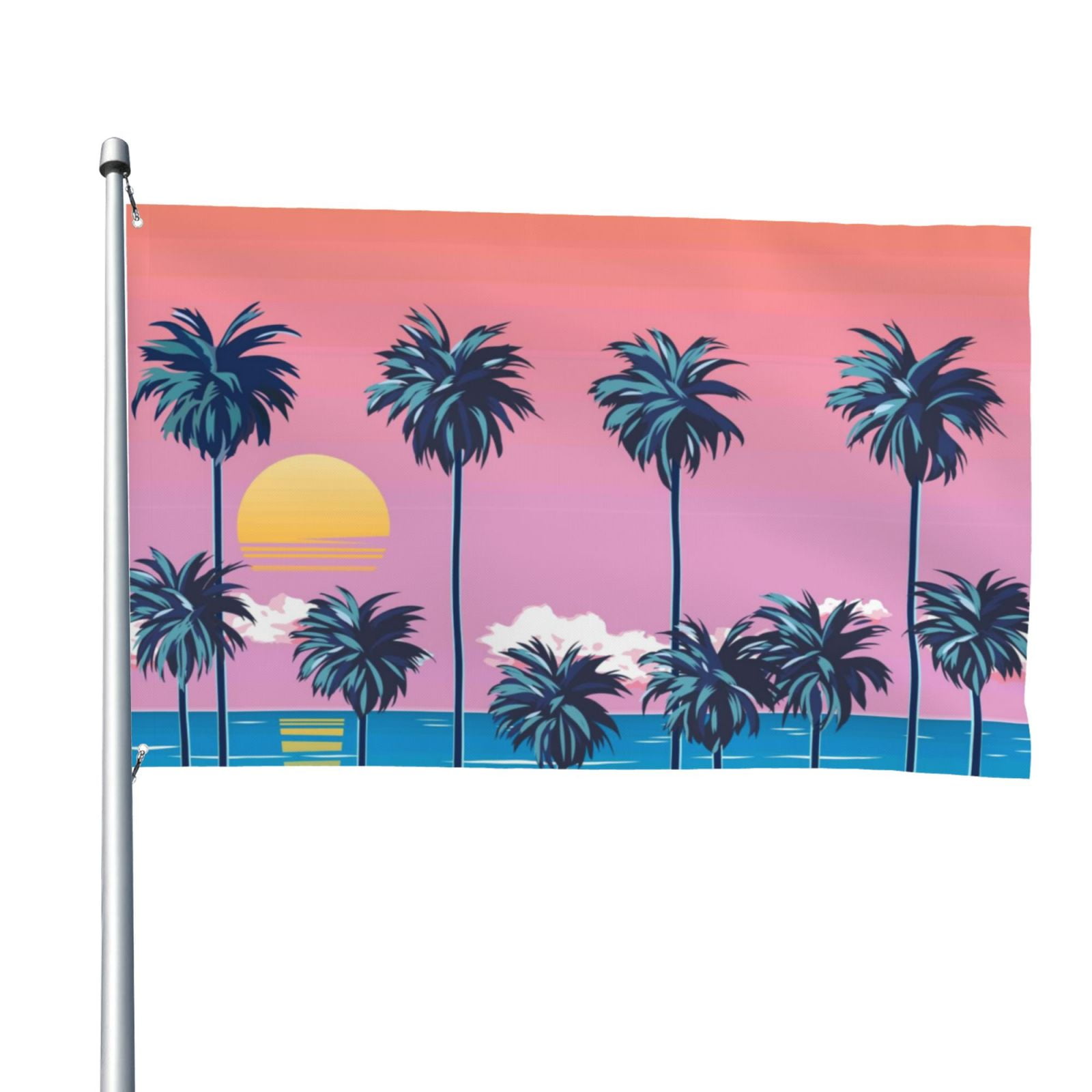 Kll Beach With Palm Trees Flag 4x6 Ft Parade Party Flag Outdoor Flag ...
