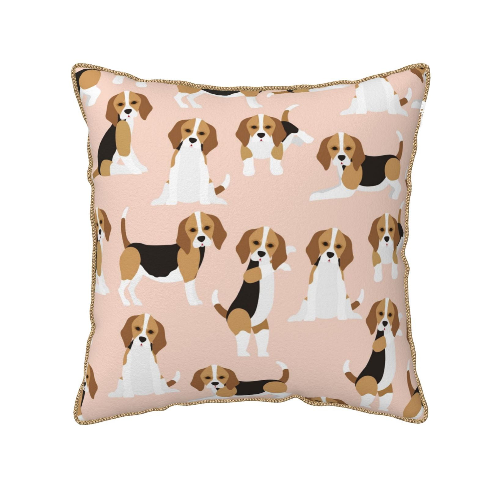 Kll Beagle Dog On Brown Decorative Throw Pillow Covers Velvet Soft For ...