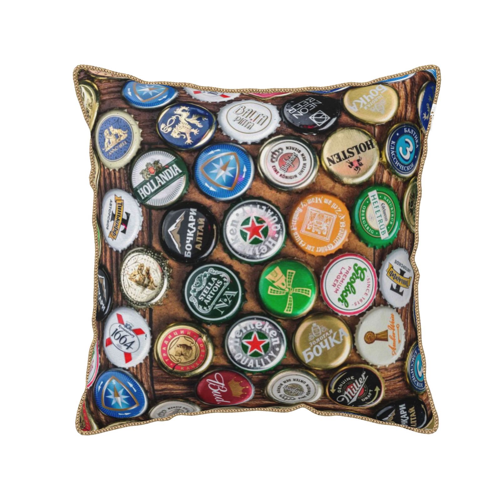 Kll Beer Caps Decorative Throw Pillow Covers Velvet Soft For Couch Sofa ...