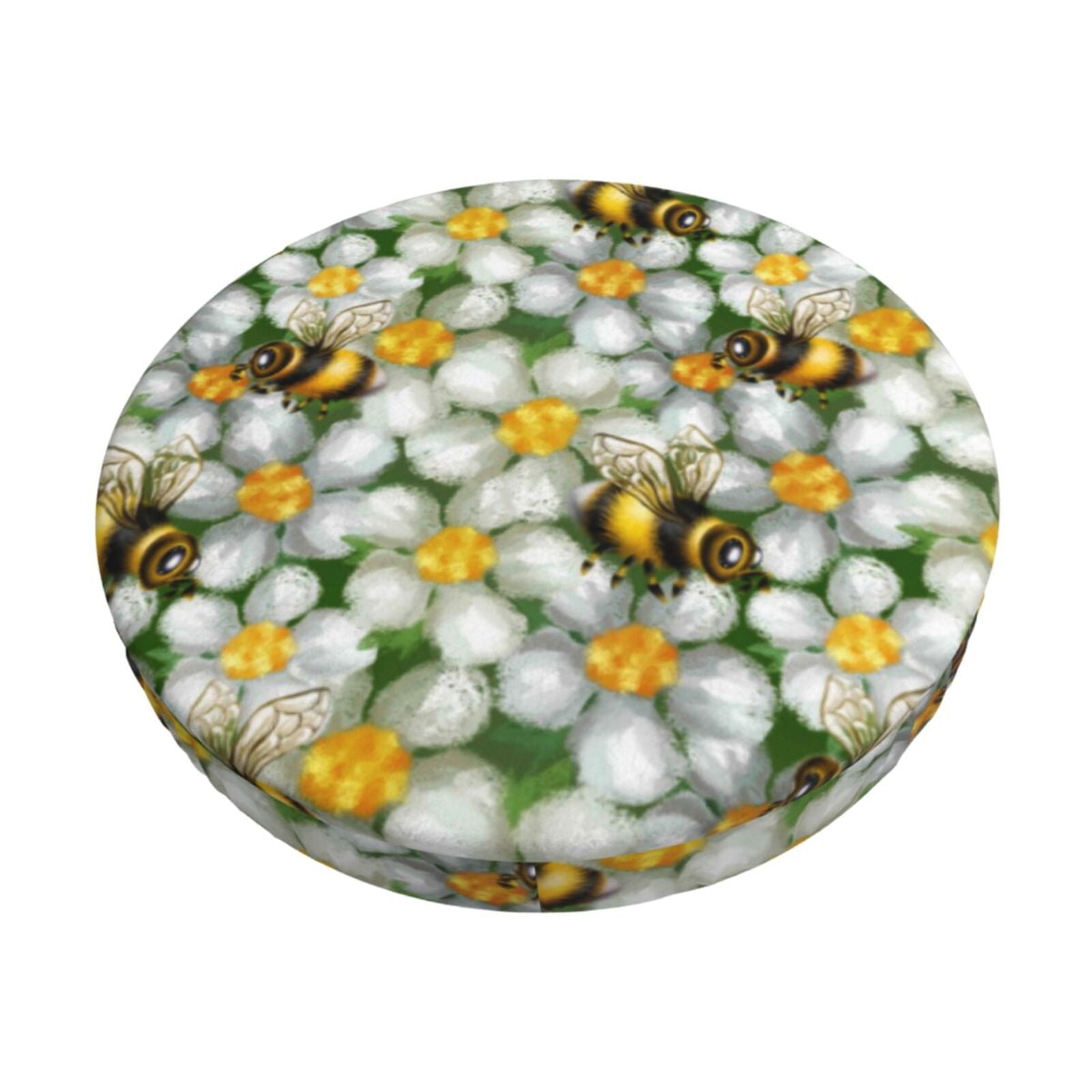 Kll Bees And Flower Round Bar Chair Cushion Cover 13 Inch,Bar Stool ...