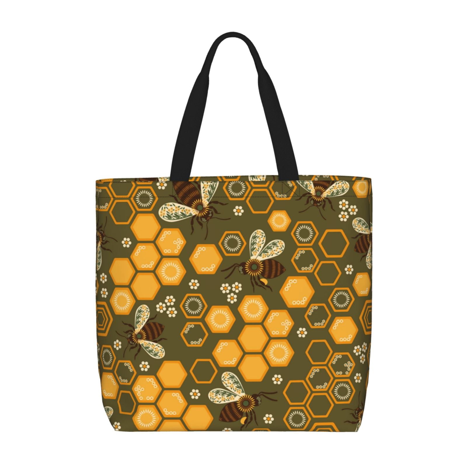 Kll Bees And Honeycombs Pattern Aesthetic Tote Bag For Women Beach Bag Shopping Bags Shoulder ...