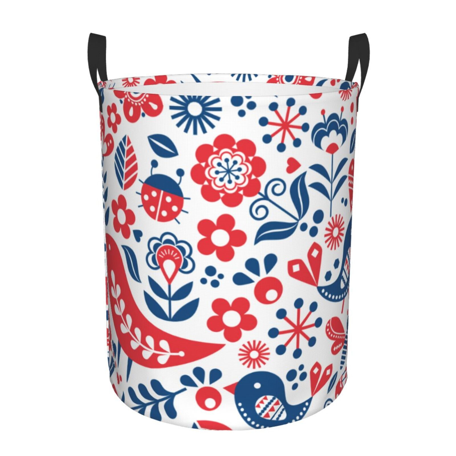 Kll Birds Flowers Waterproof Foldable Laundry Hamper Bucket With ...