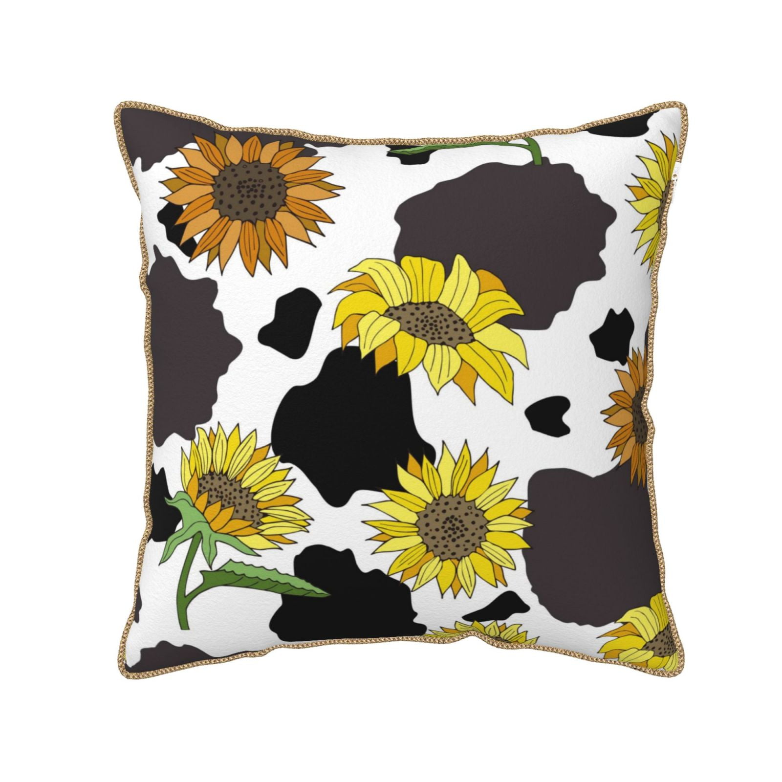 Kll Black Cow Print Decorative Throw Pillow Covers Velvet Soft For ...