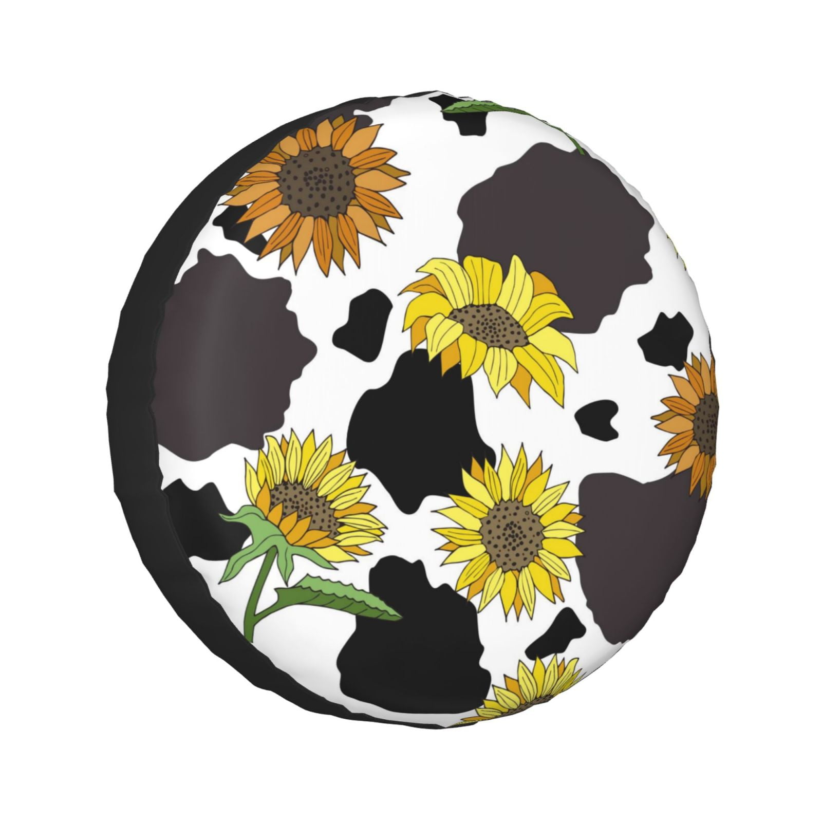 Kll Black Cow Print With Sunflowers Country Tire Cover,Universal Wheel ...