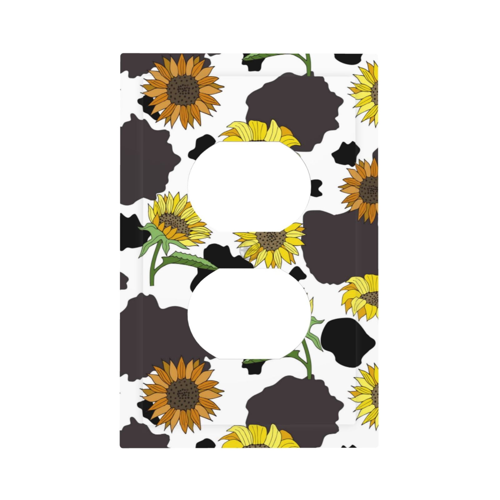 Kll Black Cow Print With Sunflowers Country Wall Plate,Gloss Finish ...