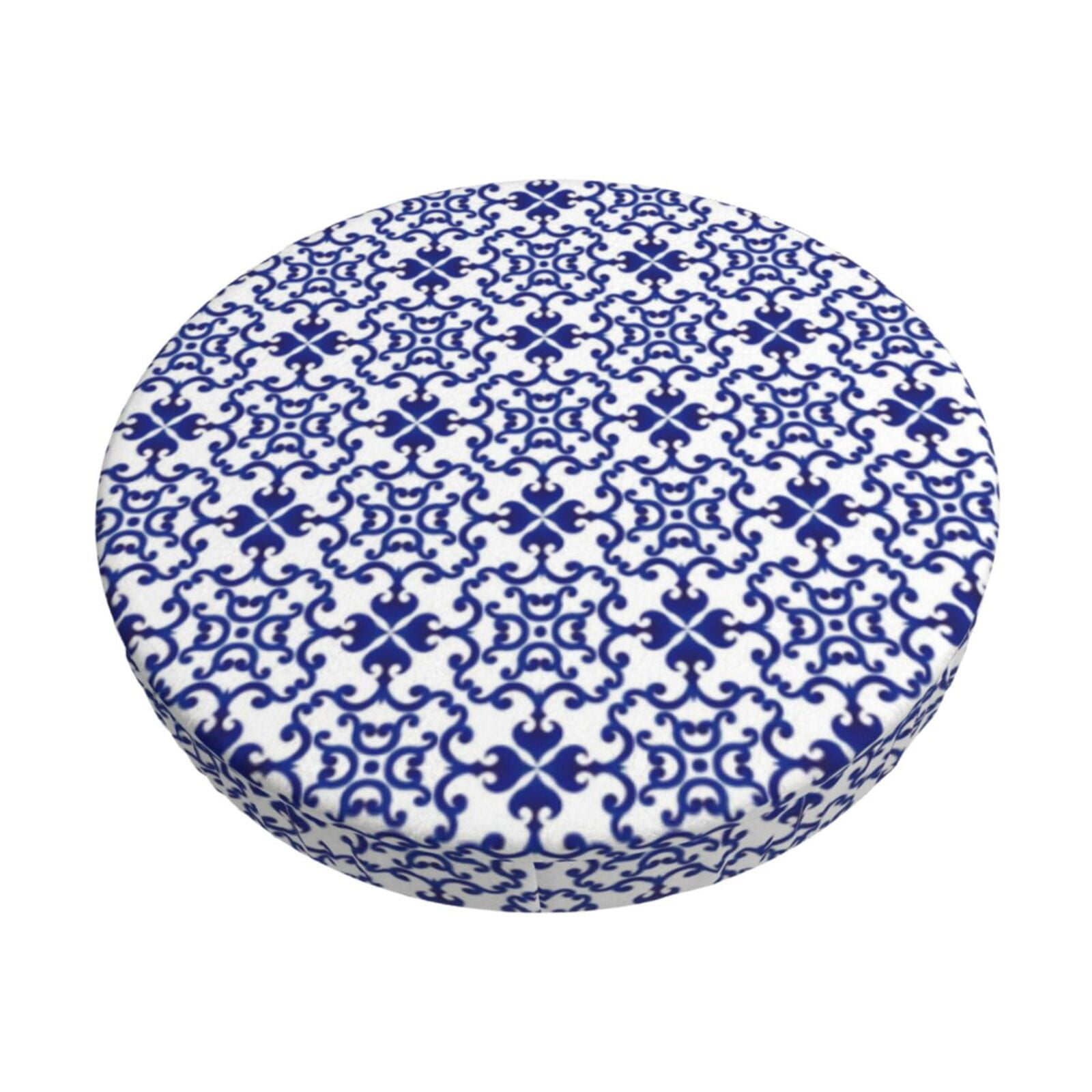 Kll Blue And White Porcelain Chinaware Round Bar Chair Cushion Cover 12 ...