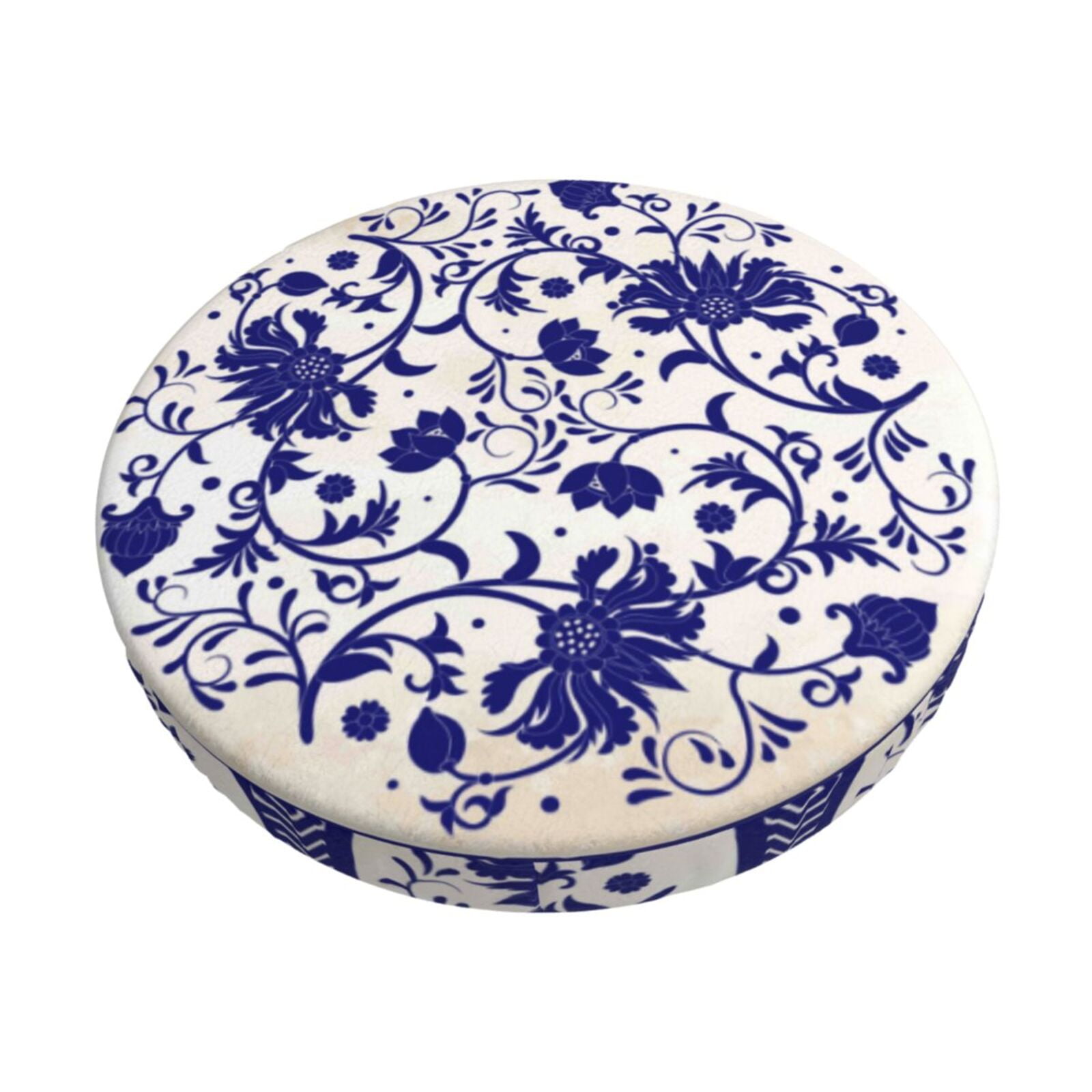 Kll Blue And White Porcelain Pattern Round Bar Chair Cushion Cover 12 ...